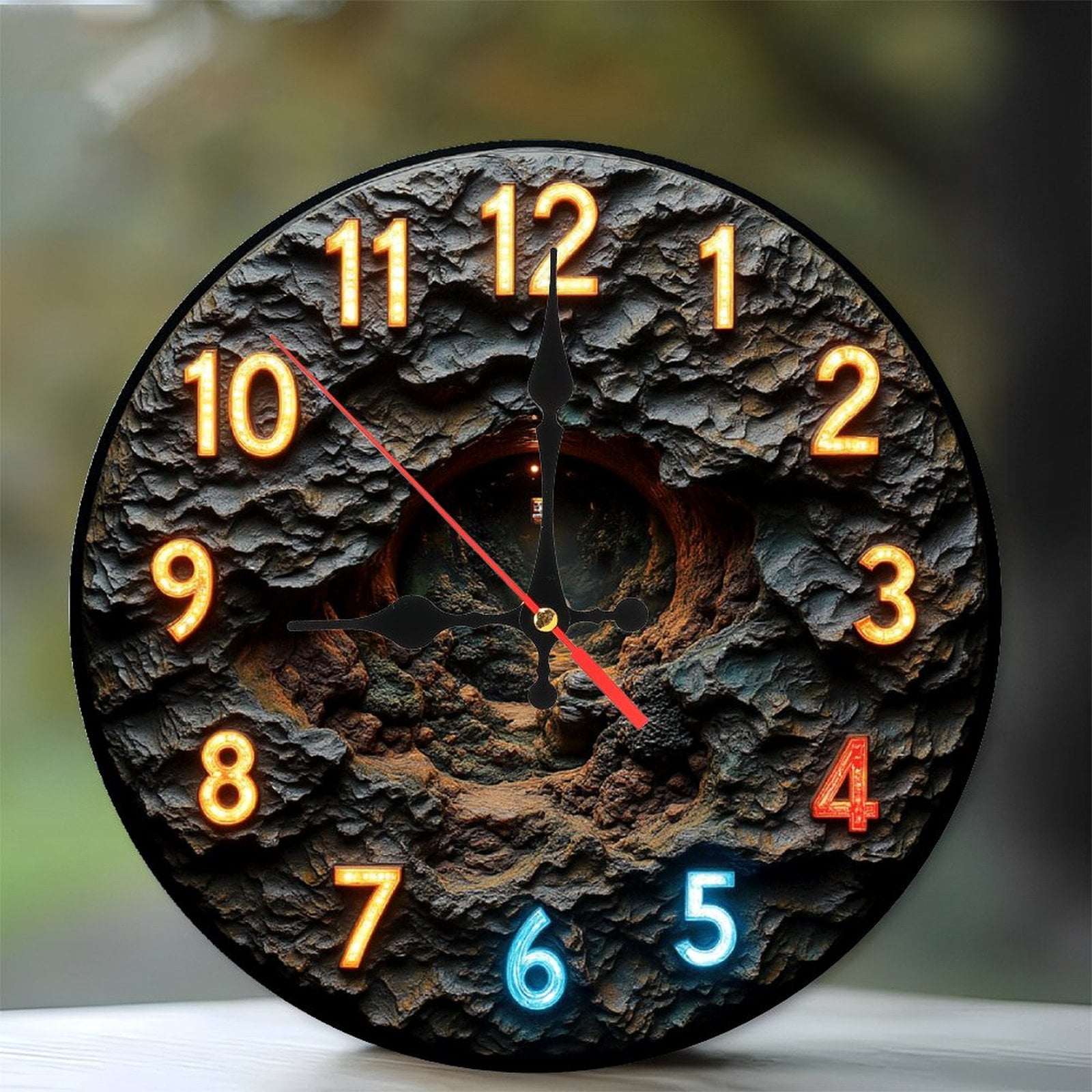 Cave Clock Unique Stone Wall Art Decor 10-Inch Silent Wooden Wall Clock ...