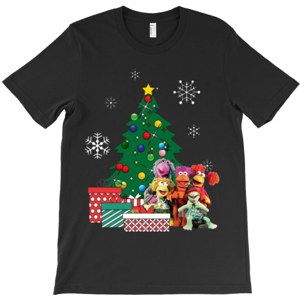 Cave Dwellers Around The Christmas Tree Funny Puppets Holiday Graphic T ...