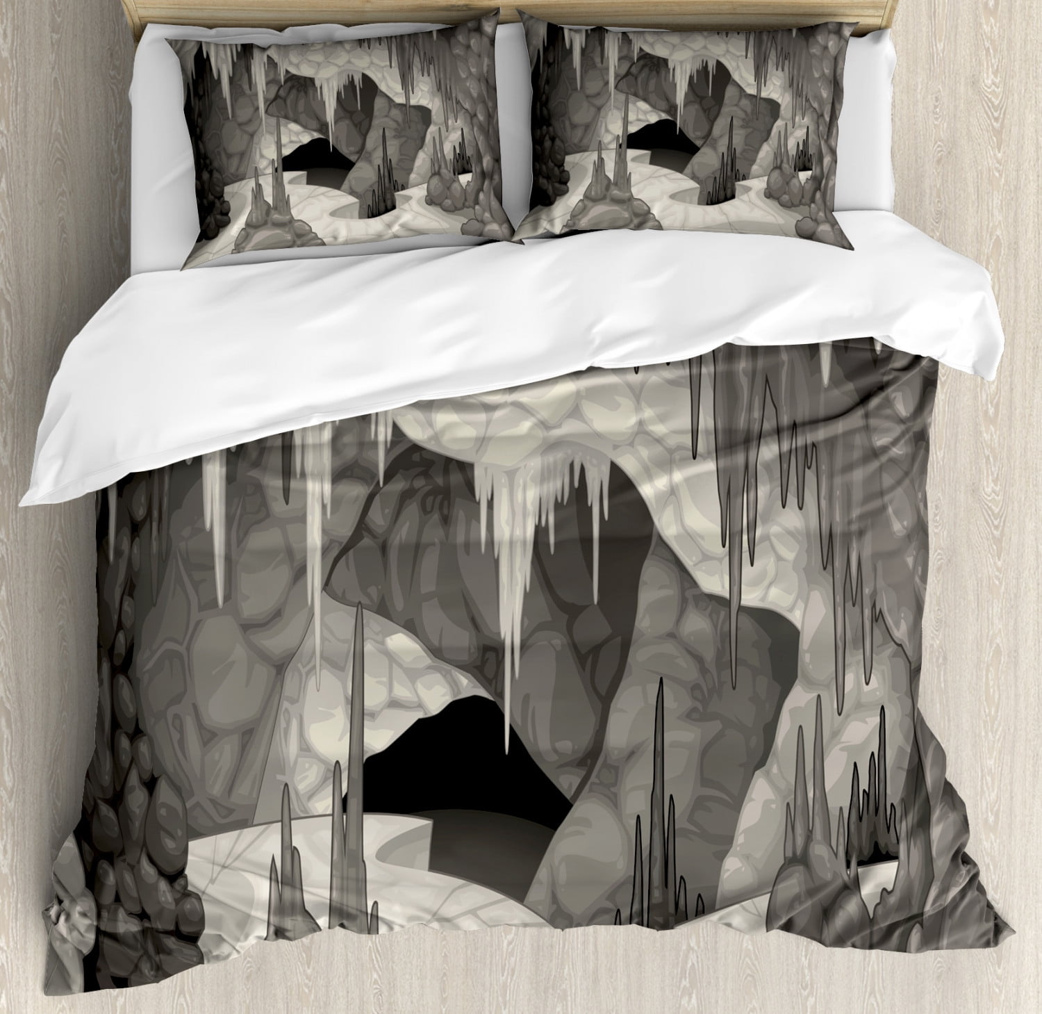 Cave King Size Duvet Cover Set, Inside the Cavern with Stalagmites ...