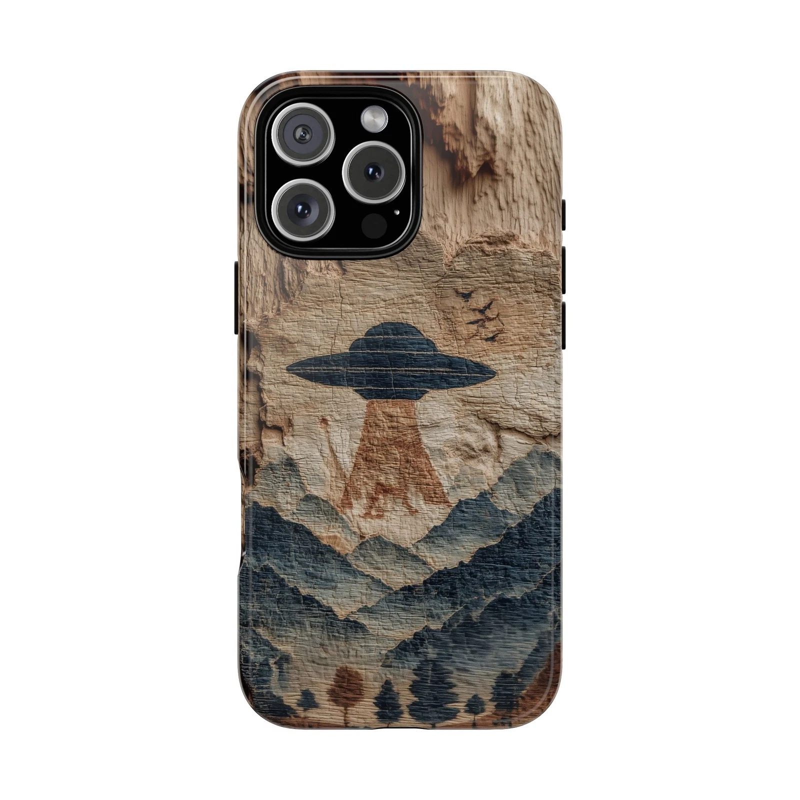 Cave Painting UFO Spaceship Art Phone Case for iPhone 17 to 11 Pro Max ...