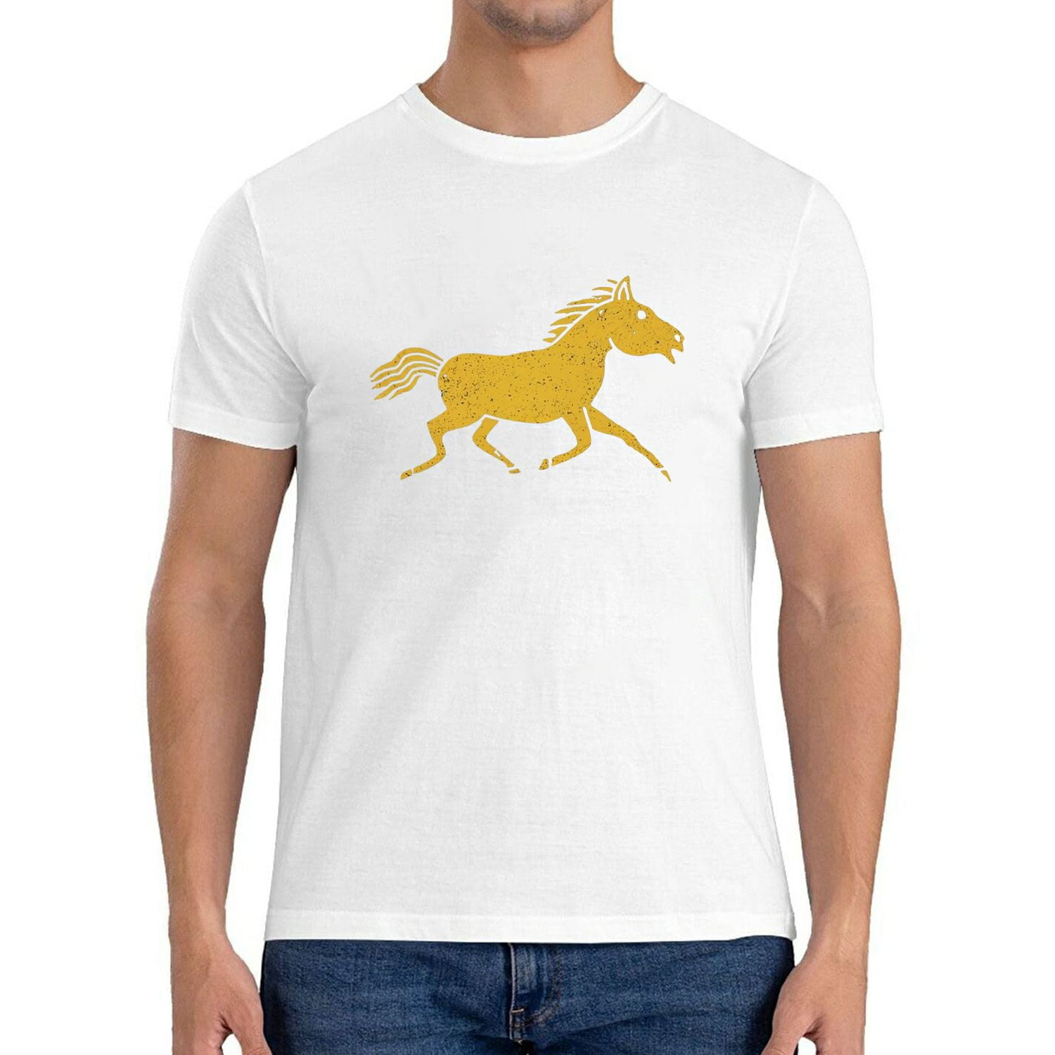 Cave Painting of a stone age horse from Lascaux Round Neck Mens T Shirt ... Cave Painting of a stone age horse from Lascaux Round Neck Mens T Shirt ...