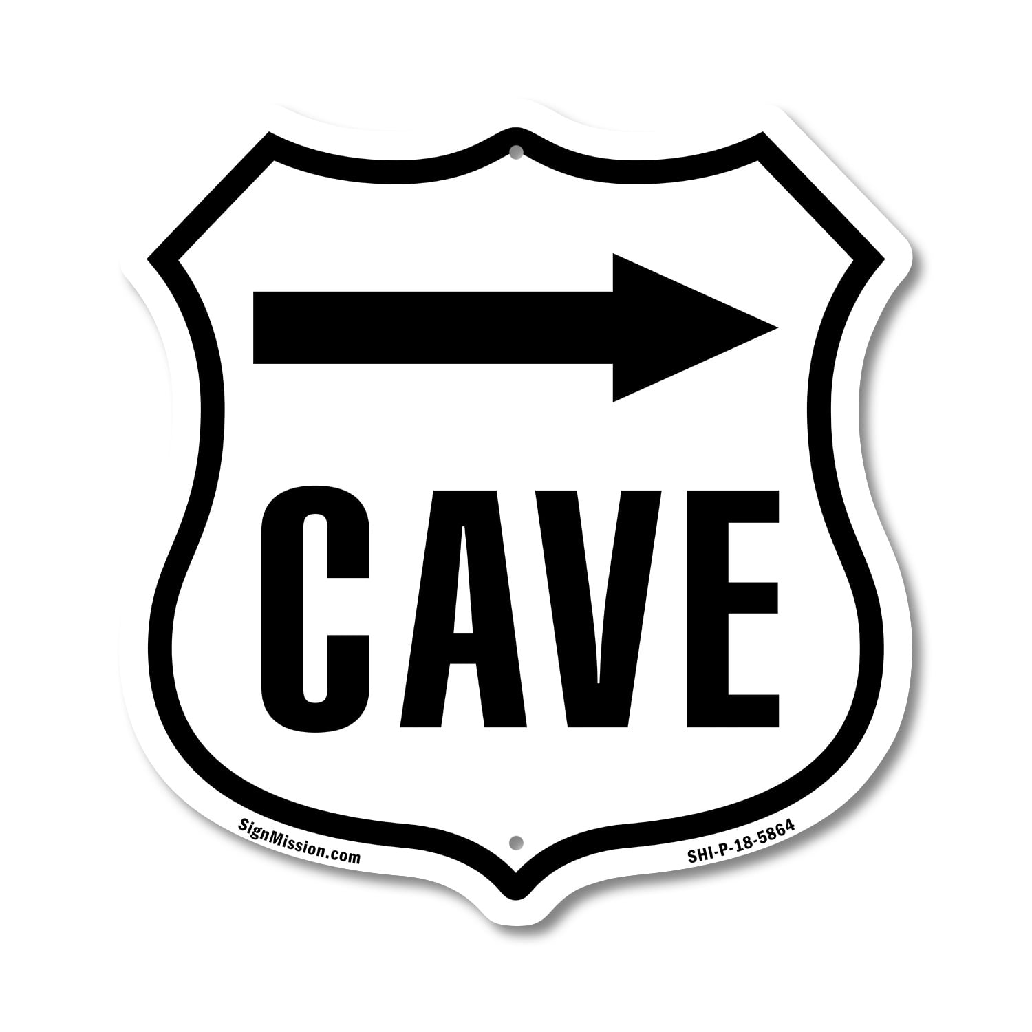 Cave Right 12 inch X 12 inch Shield Shaped Commercial Grade Plastic ...