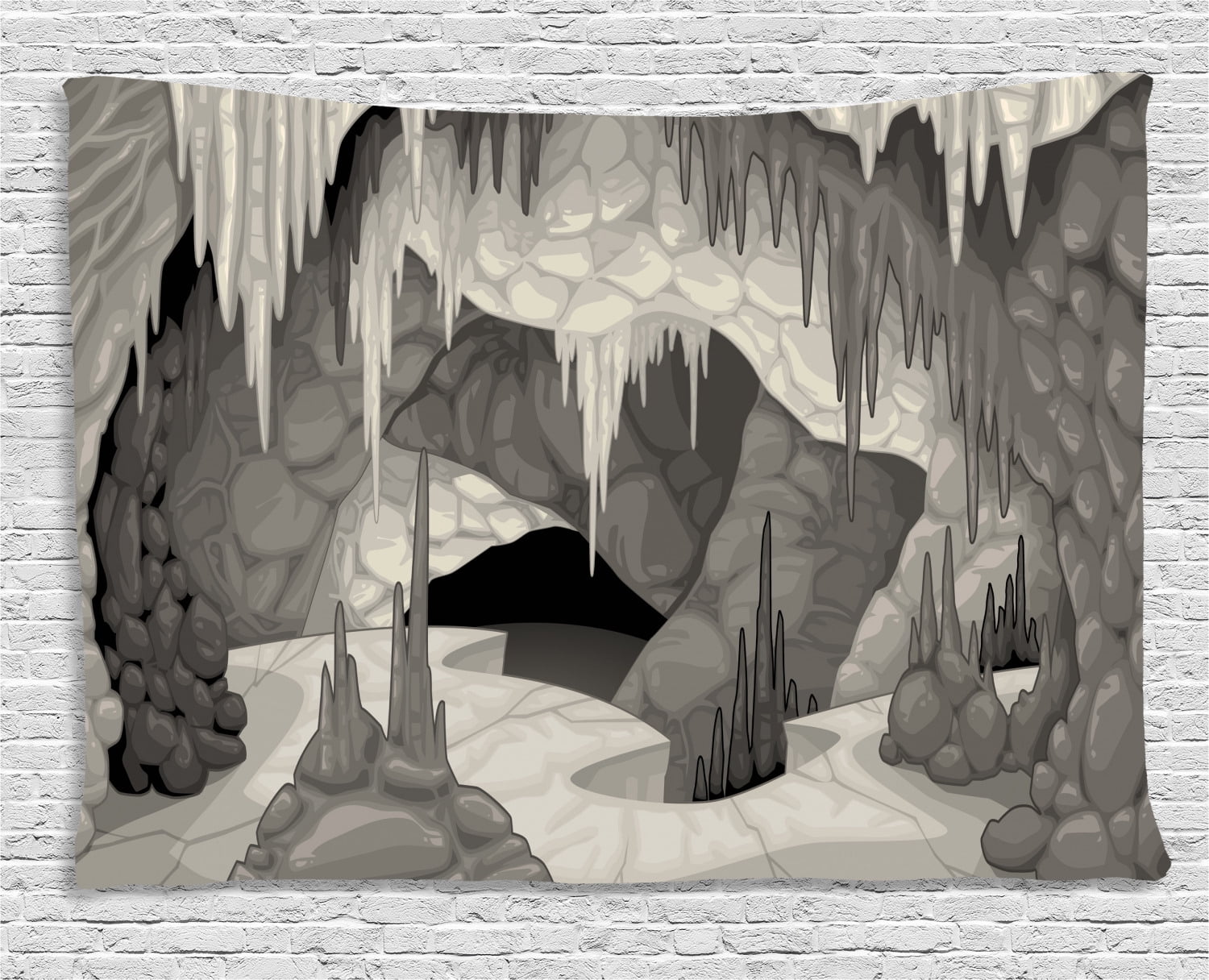 Cave Tapestry, Inside the Cavern with Stalagmites Speleology Theme ...