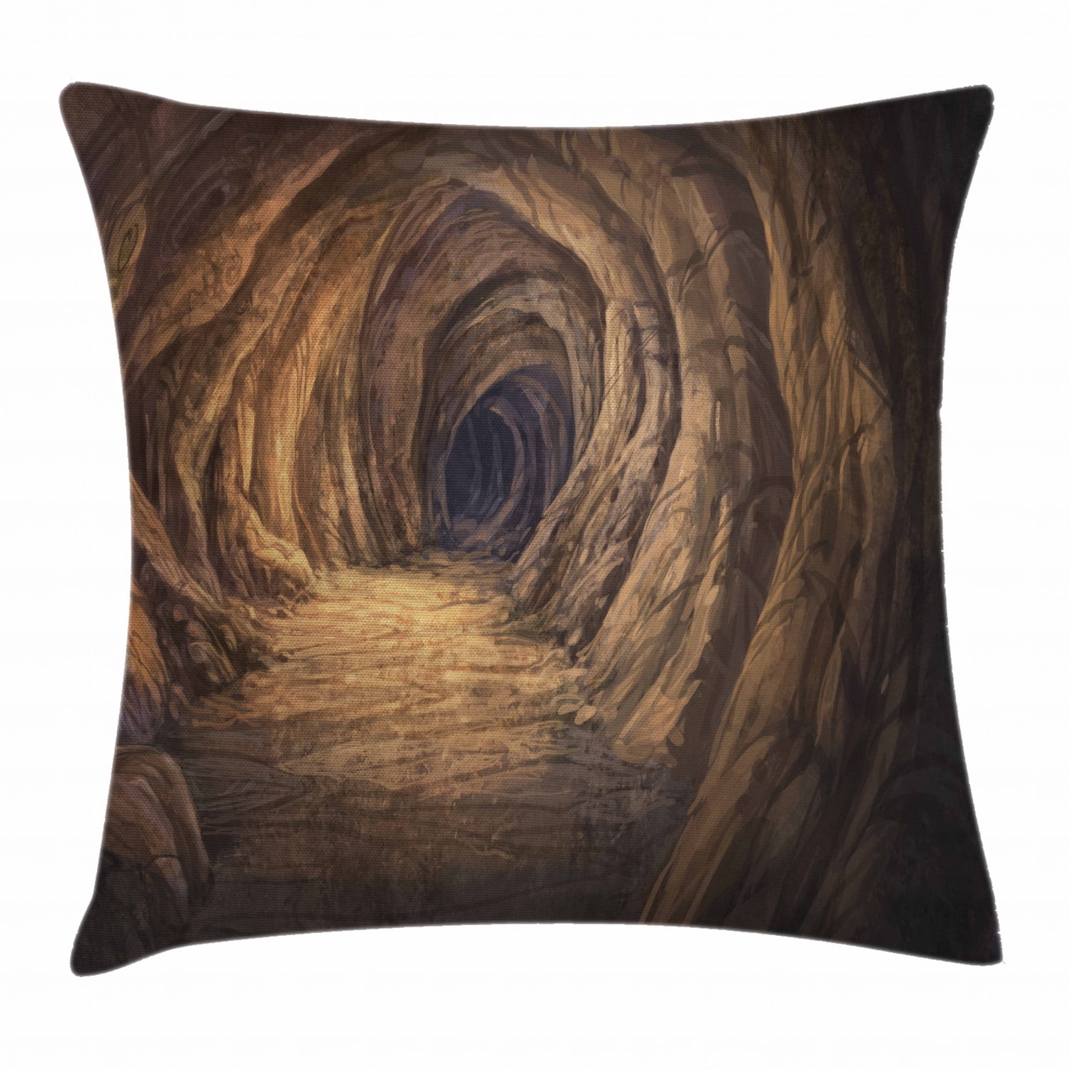 Cave Throw Pillow Cushion Cover, Ancient Geologic Formation in Digital ...