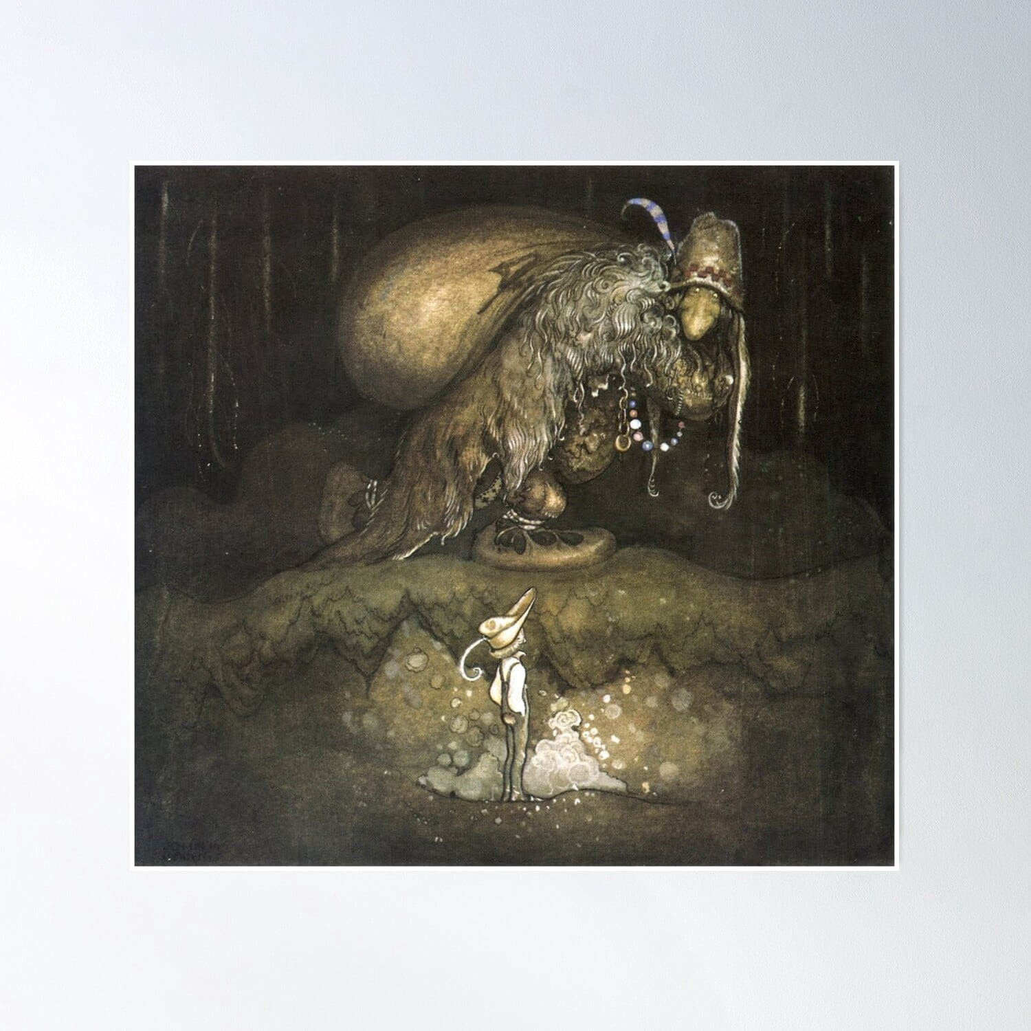 Cave Troll Vintage John Bauer Fantasy Artwork Poster Wall Art, Modern ...