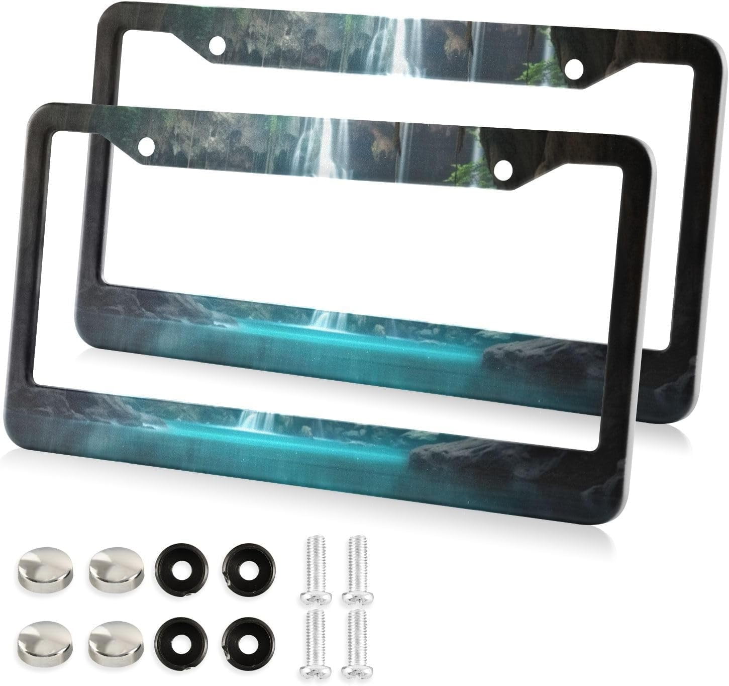 Cave Waterfall Landscape License Plate Frames - Universal Aluminum ...