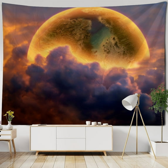 Cave landscape tapestry starry sky moon dreamy wall hanging cloth home ...