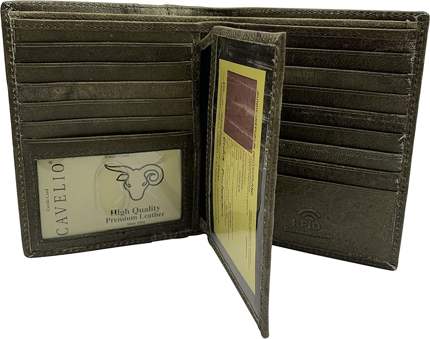Cavelio Genuine Leather Large Hipster Bifold Men Wallets RFID Blocking ...
