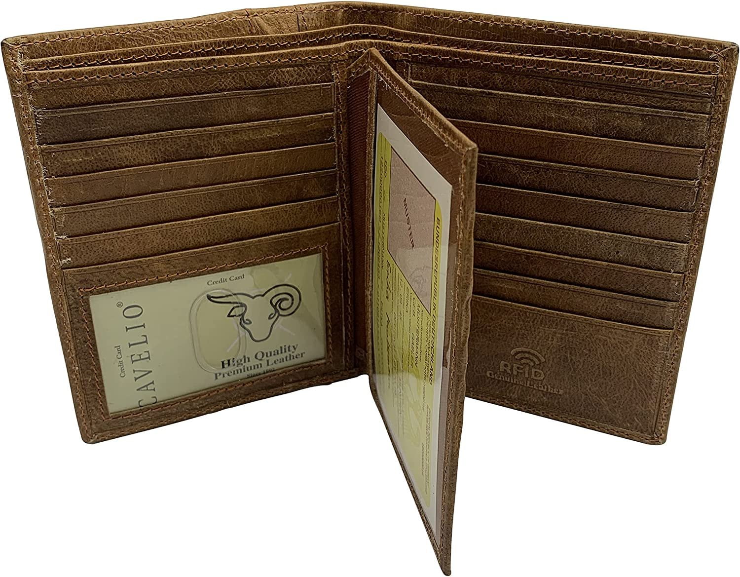 Cavelio Genuine Leather Large Hipster Bifold Men Wallets RFID Blocking ...