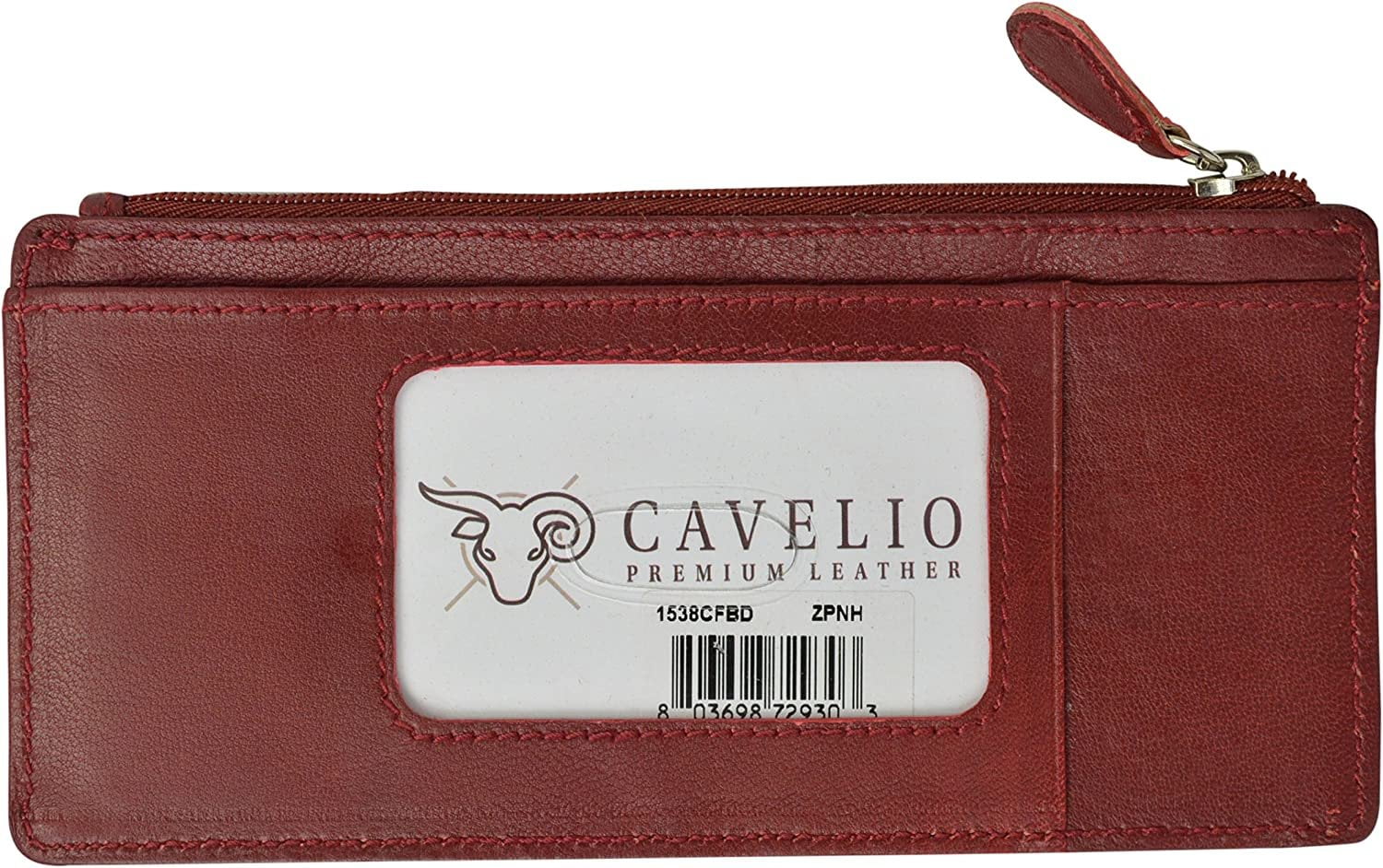 Cavelio Leather Thin Vertical Stacker Card Case Wallet with ID Window ...