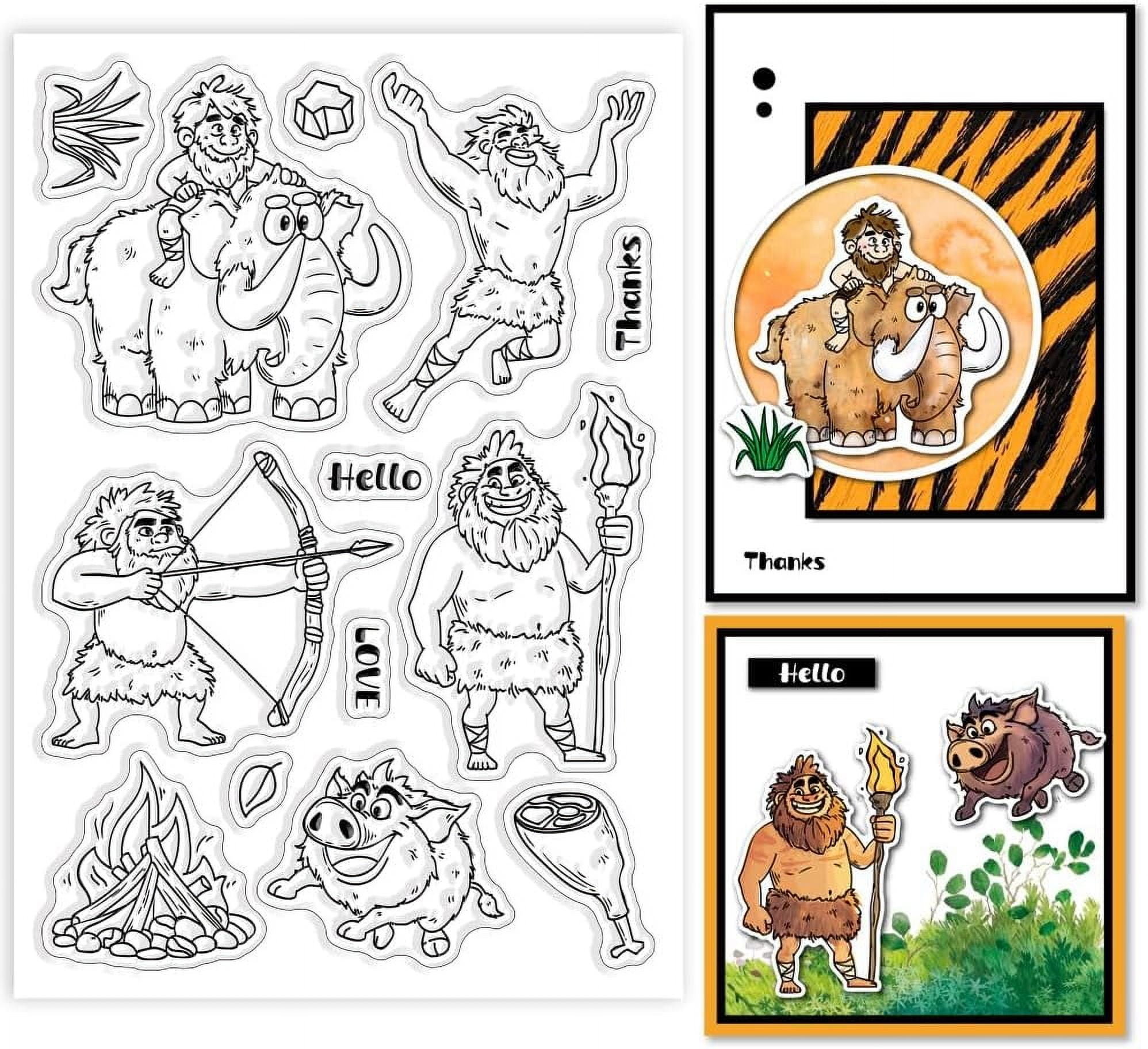 Caveman Clear Stamps Mammoth Silicone Clear Stamp Bonfire Transparent ...