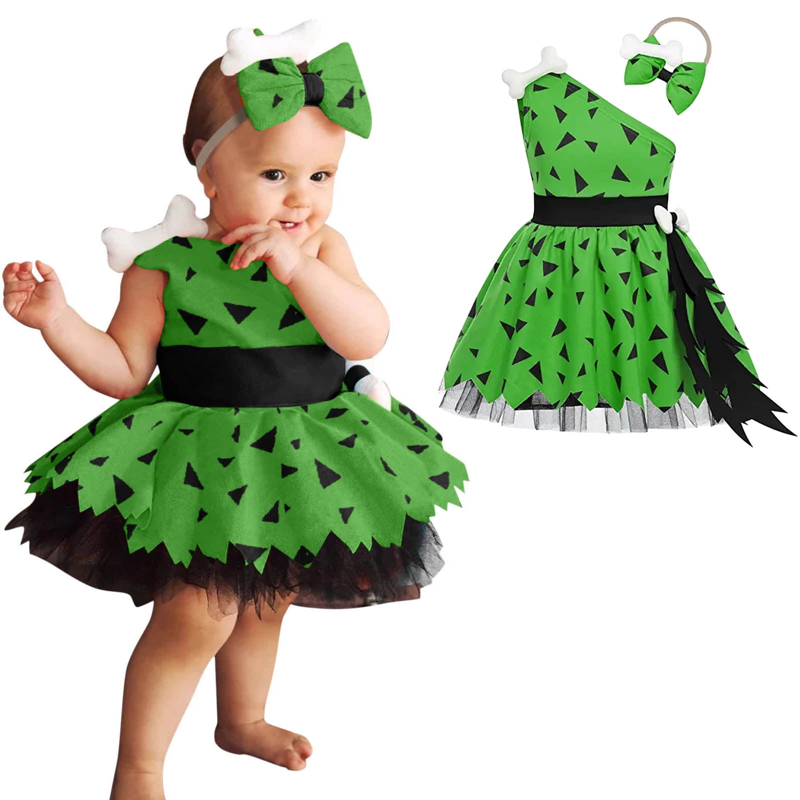 Caveman Girls Dog Bones Historical Stone Age Birthday Outfits Set for Girls Toddler Halloween ...