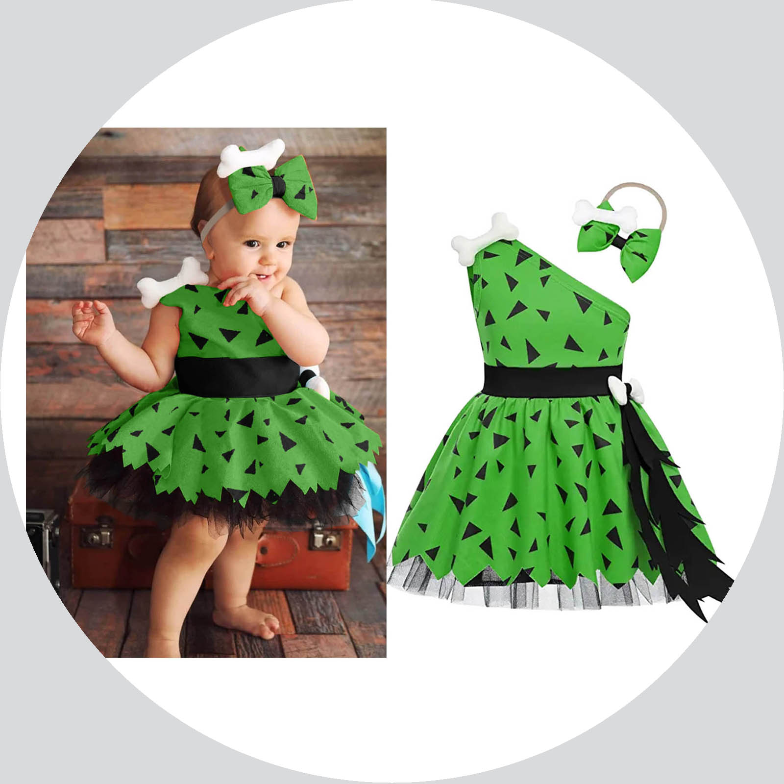Caveman Costume Girls Dog Bones Historical Stone Age Dress Birthday ...