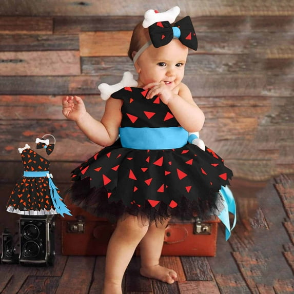 Caveman Costume Girls Dog Bones Stone Age Outfit Infant Girls Halloween ...