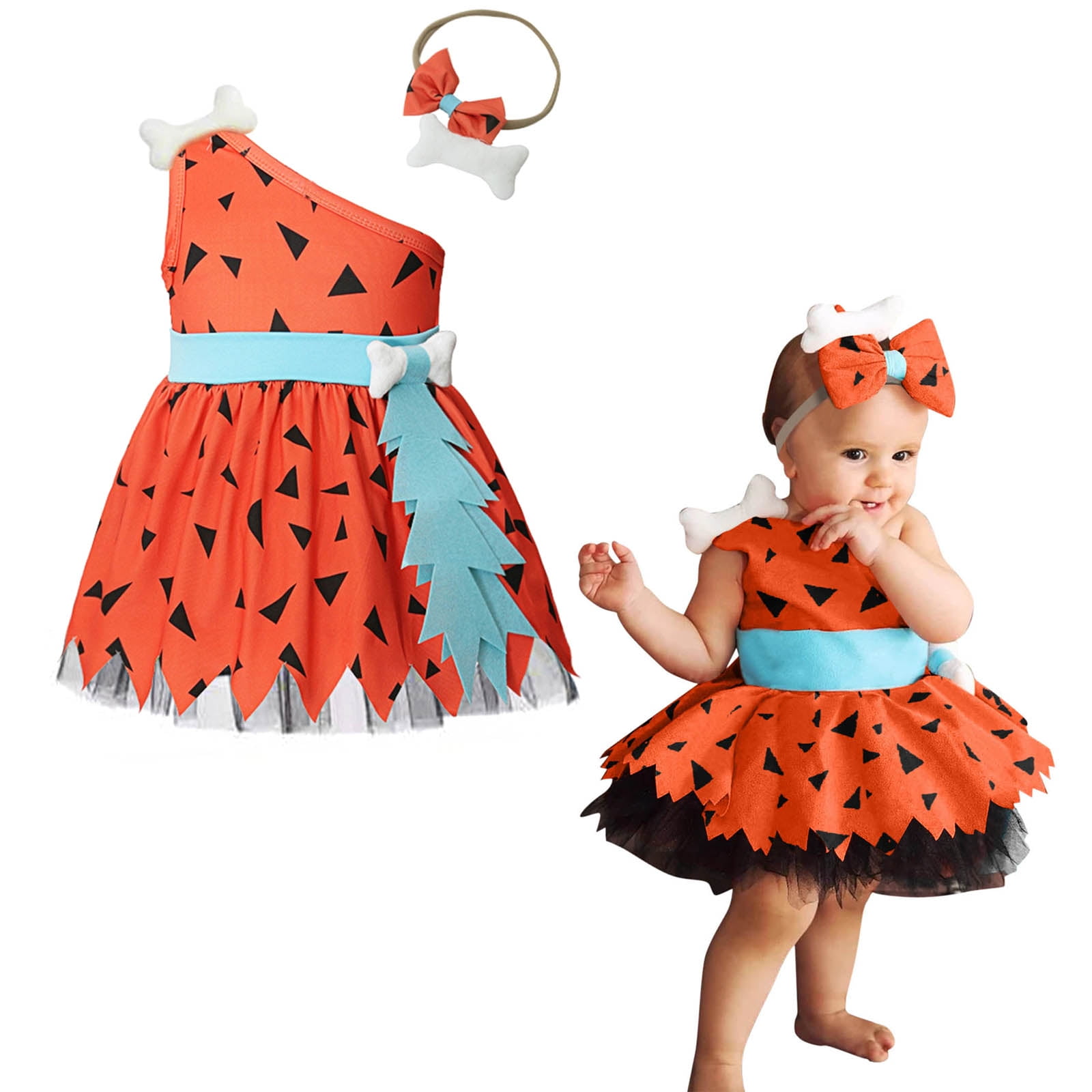 Caveman Costume Girls Dog Bones Stone Age Outfit One Birthday ...