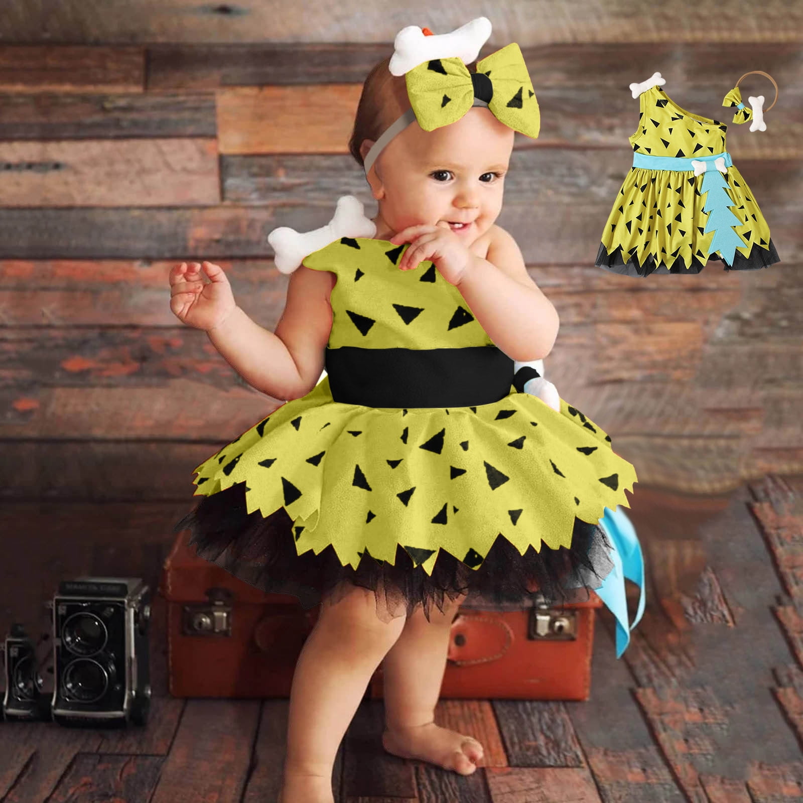 Caveman Girls Dog Bones Stone Age Outfit Tween Halloween Dress Girls ...