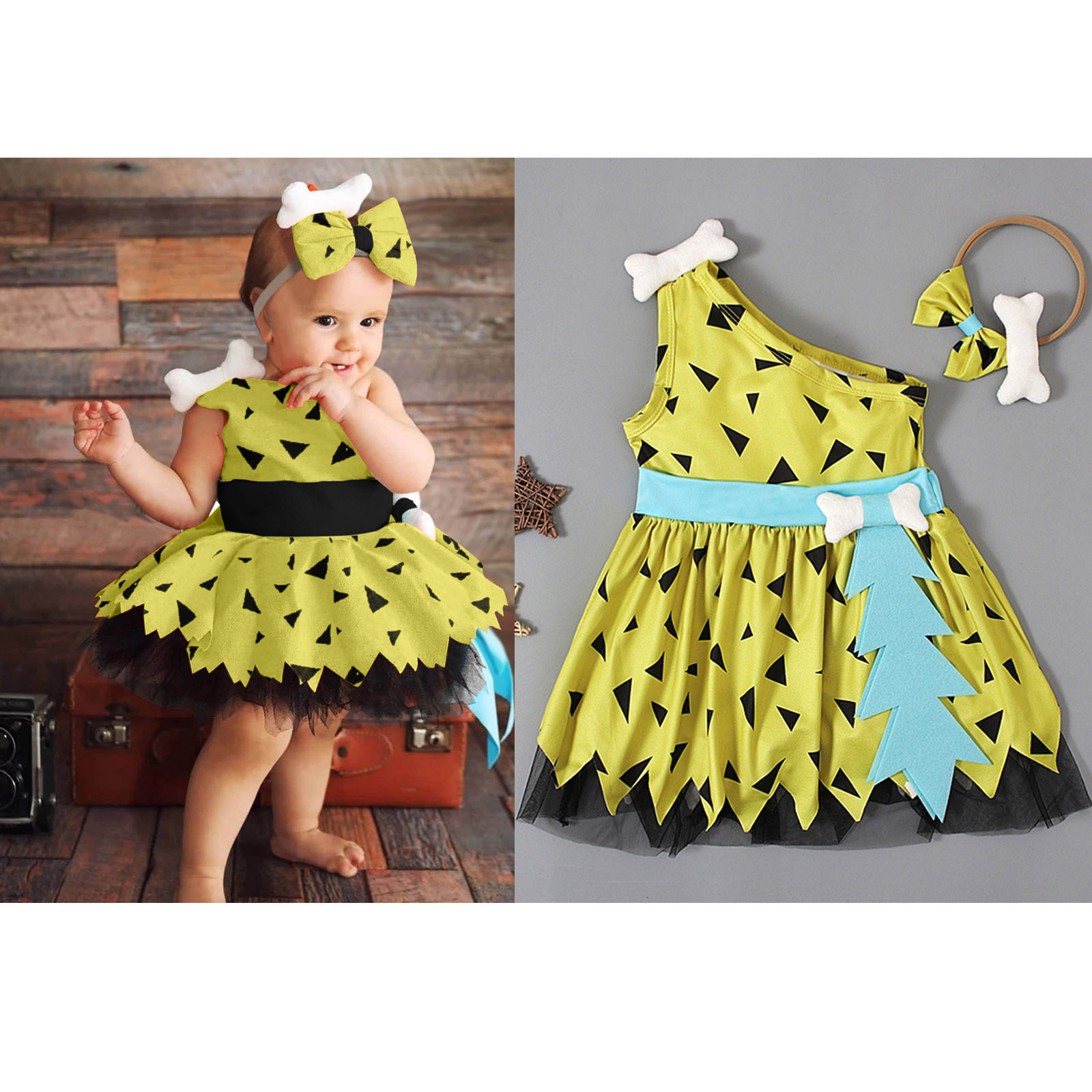 Caveman Outfit Girls Dog Bones Stone Age Outfit Kids Halloween Outfit ...