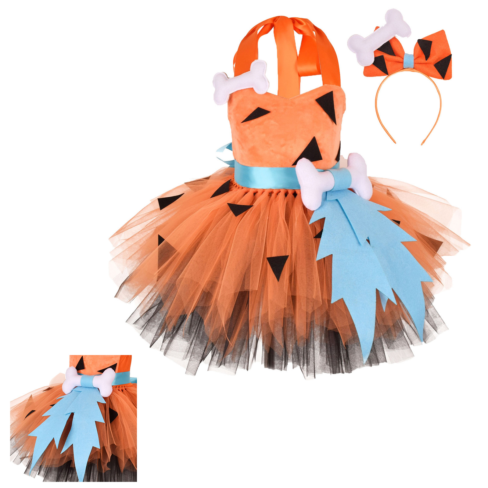 Caveman Outfits Girls Dog Bones Stone Age Dress Outfit Cavegirl Mesh ...