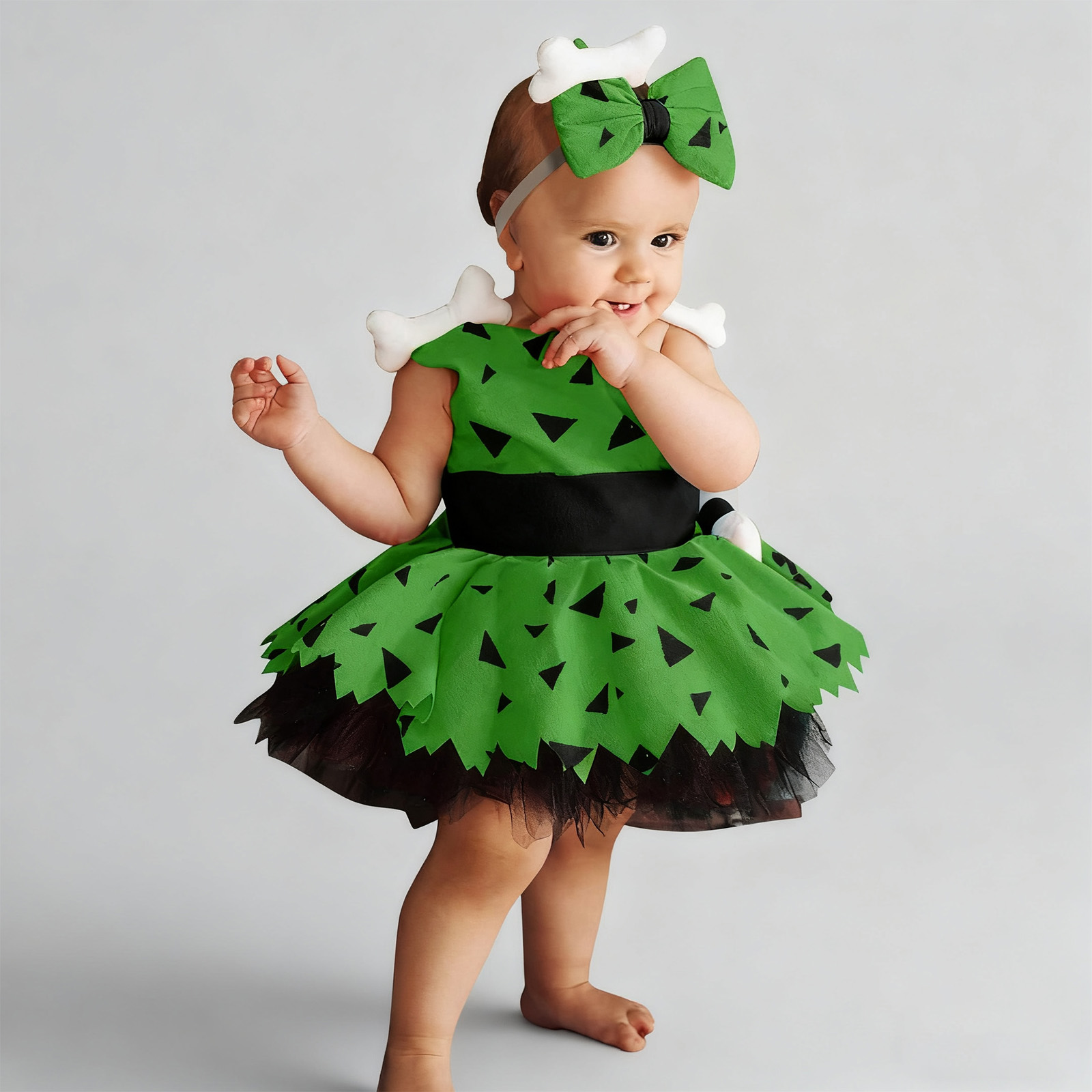 Caveman Outfits Girls Dog Bones Stone Age Dress Outfit One Birthday ...