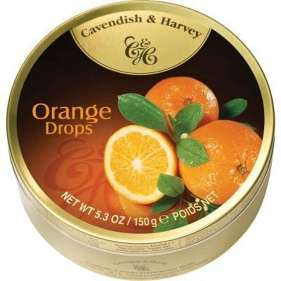 Cavendish & Harvey | Fruity Orange Hard Candy Drops | 5.3 Ounce Tin ...