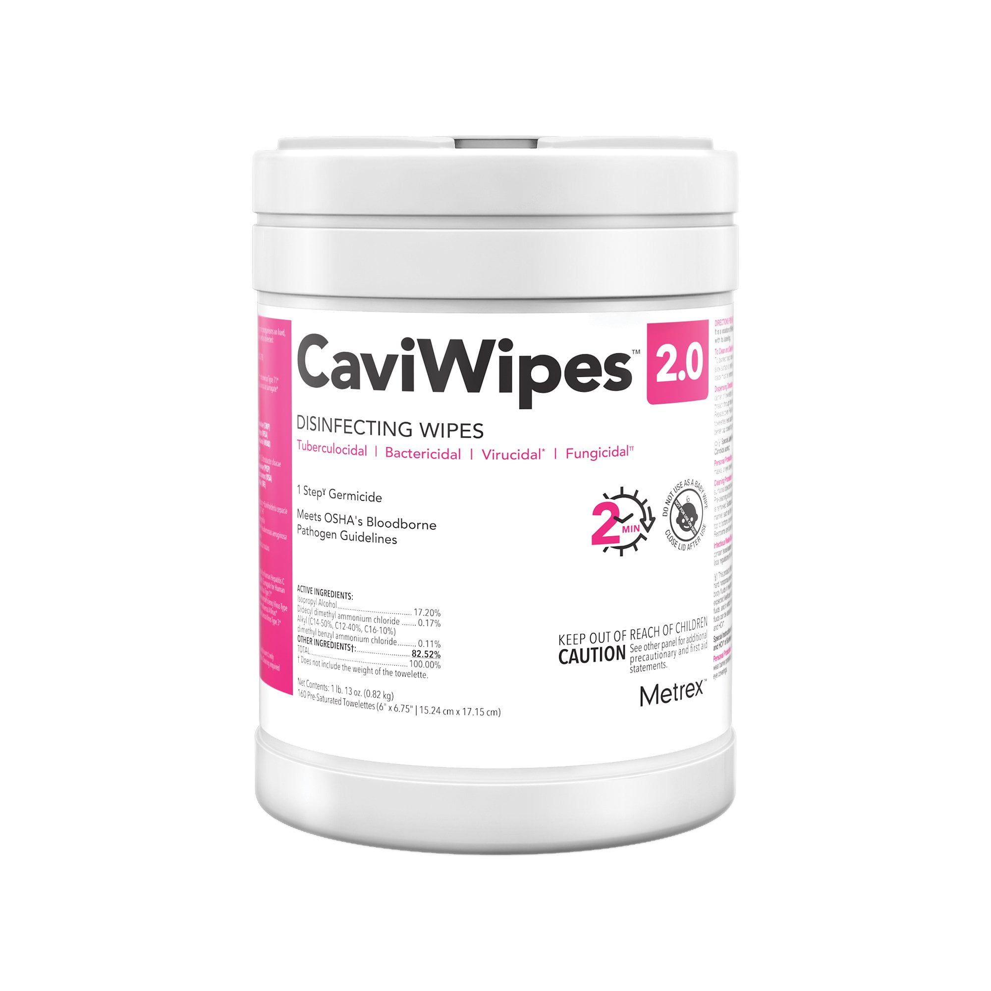 CaviWipes 2.0 Surface Disinfectant Wipe Canister Alcohol Scent 65 Ct 14 ...