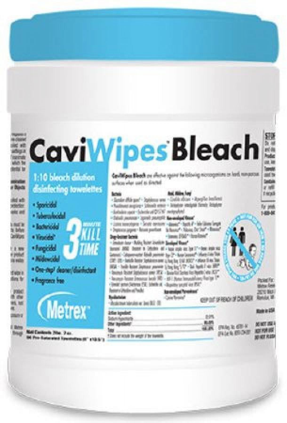 CaviWipes Bleach Surface Disinfectant Cleaner Premoistened Wipe, 90 ...