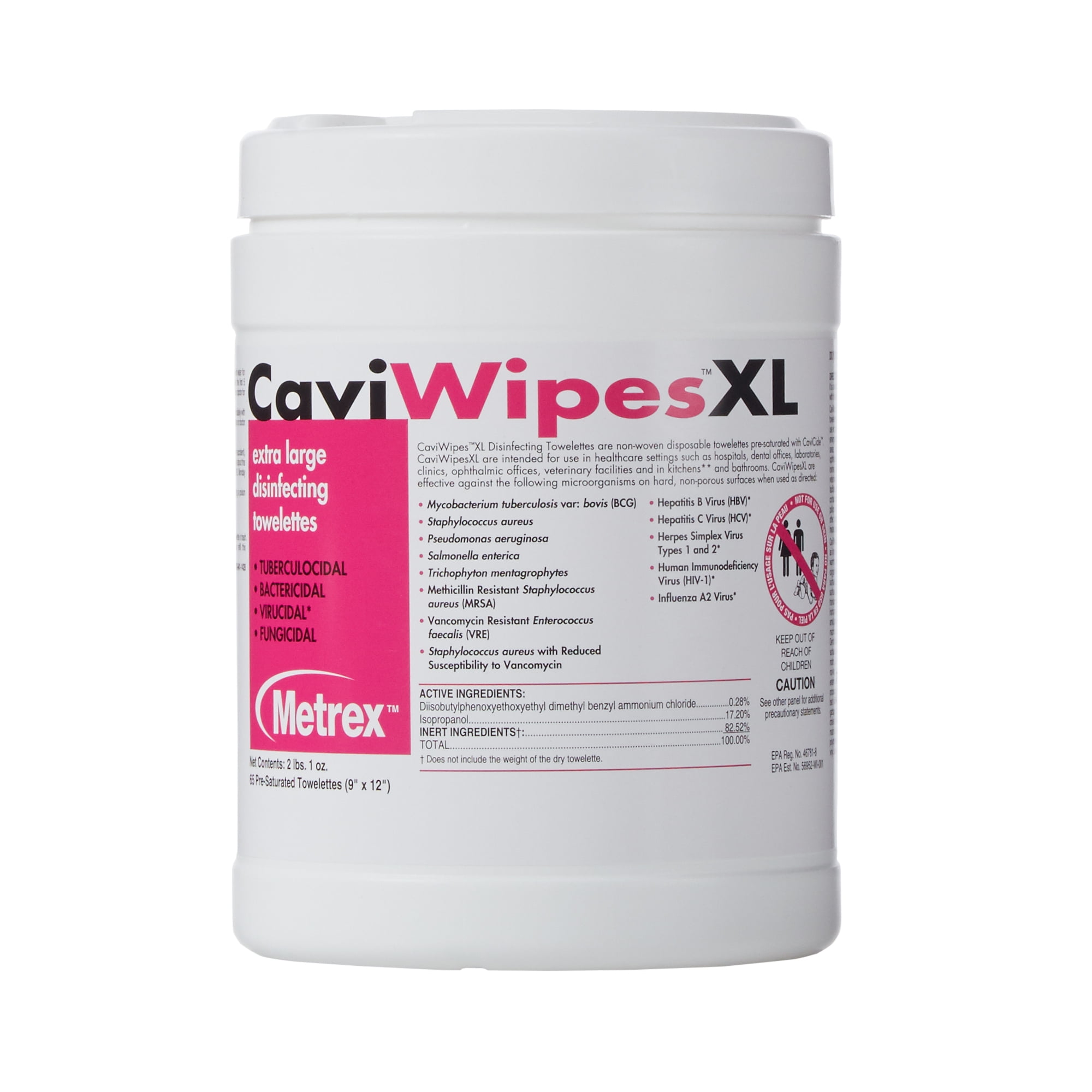 CaviWipes Surface Disinfectant Wipe Canister Alcohol Scent 66 Ct 13 ...