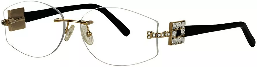 Caviar Rimless Eyeglasses 2362 C 24 Black Crystals Frame New 56mm Italy ...