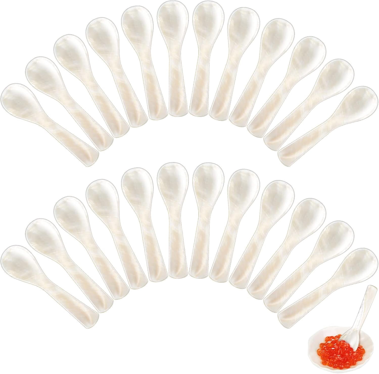 Caviar Spoons Mother of Pearl Mop Spoons with Hand Craft W Round Handle ...