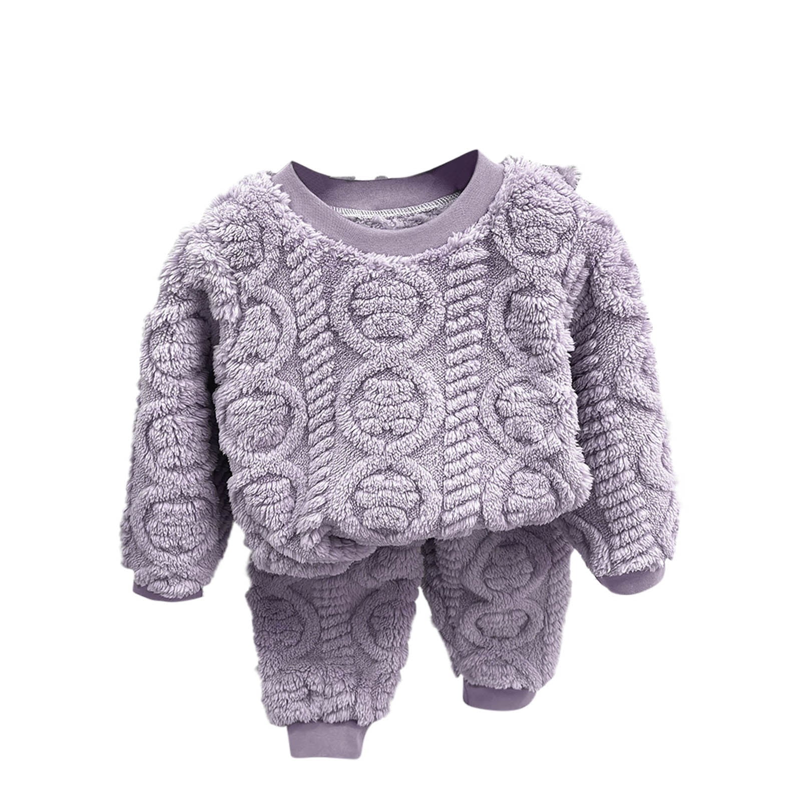 Cavosen 2 Piece Fleece Pajamas for Kids Long Sleeve Thick Warm Cute ...