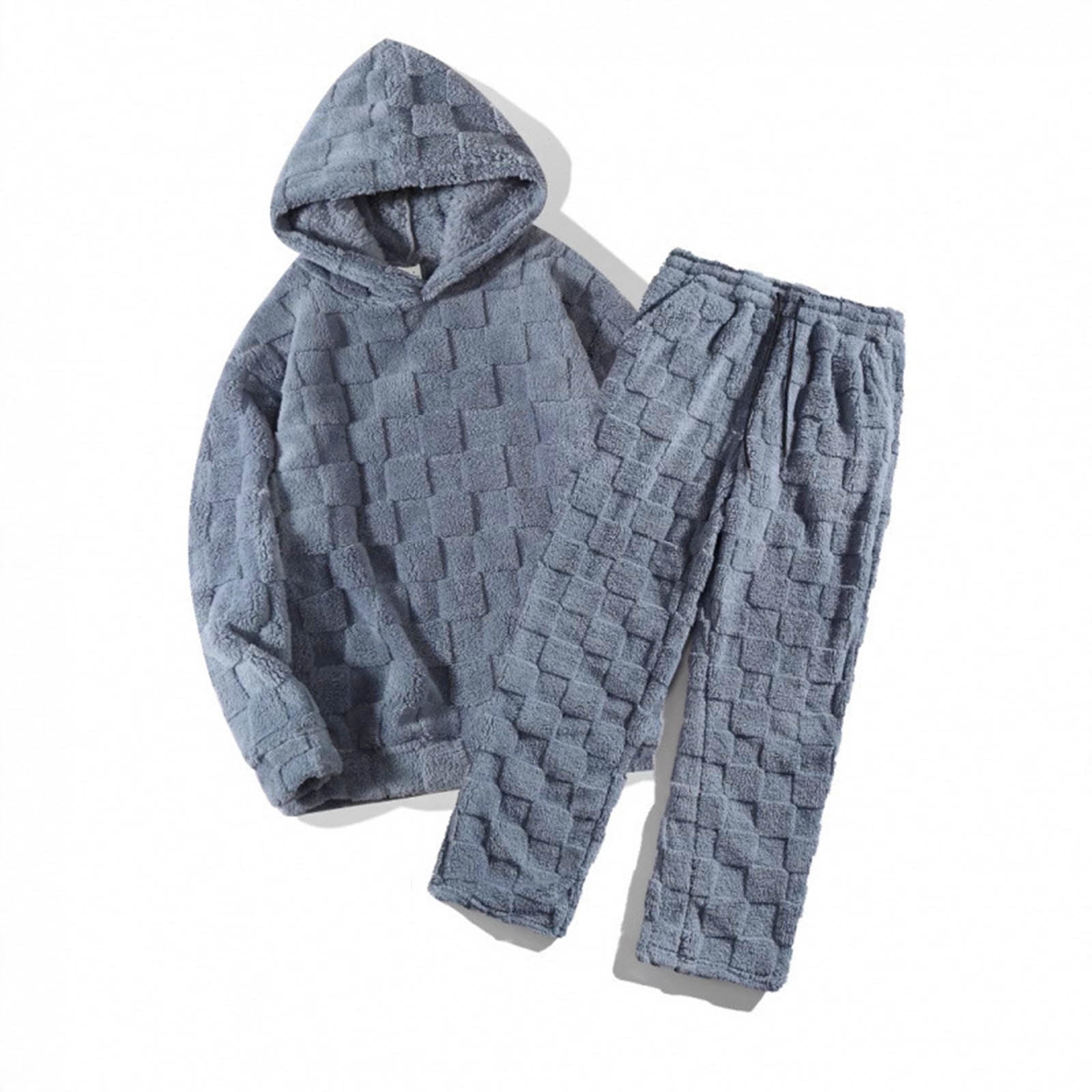 Cavosen 2 Piece Tracksuit Mens Fuzzy Fleece Long Sleeve Pullover Hoodie ...