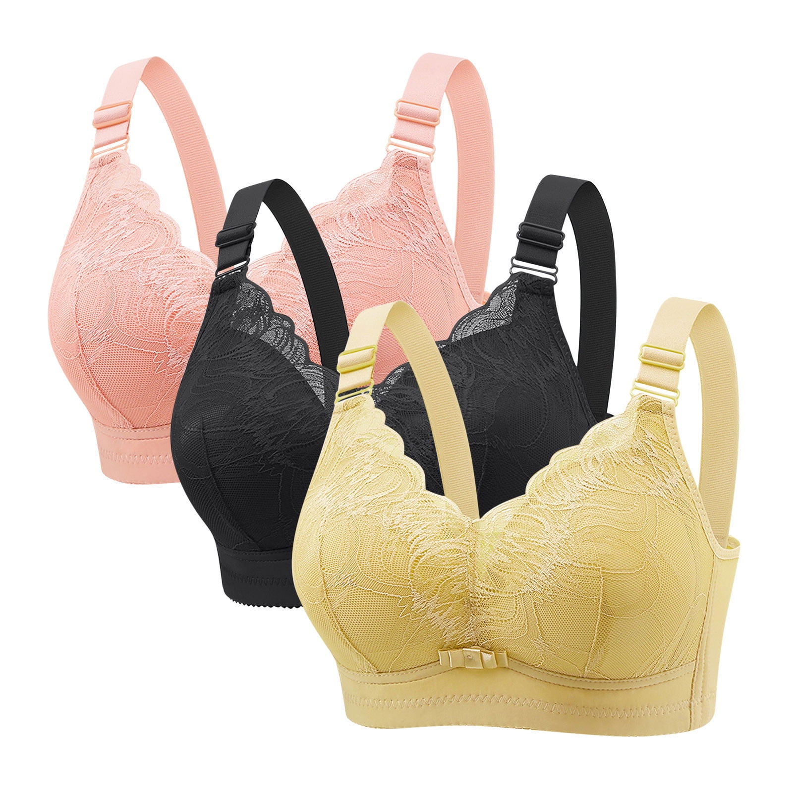 Cavosen 3 Pack Adjustable Strap Bra Plus Size Push Up Lace Padded ...