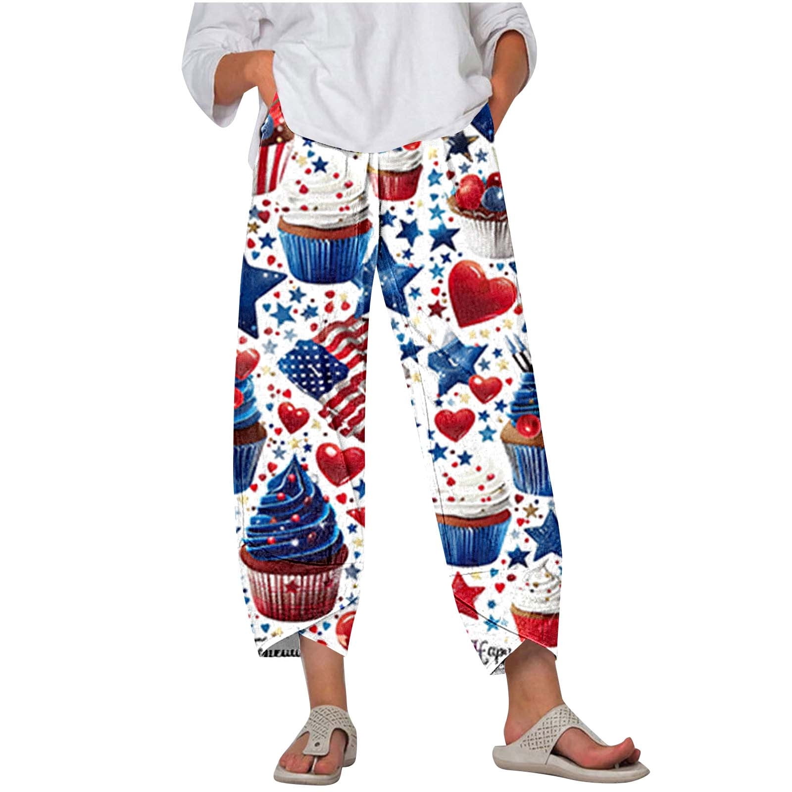 Cavosen 4th of July Wide Leg Capris for Women Plus Size Capris Pants ...