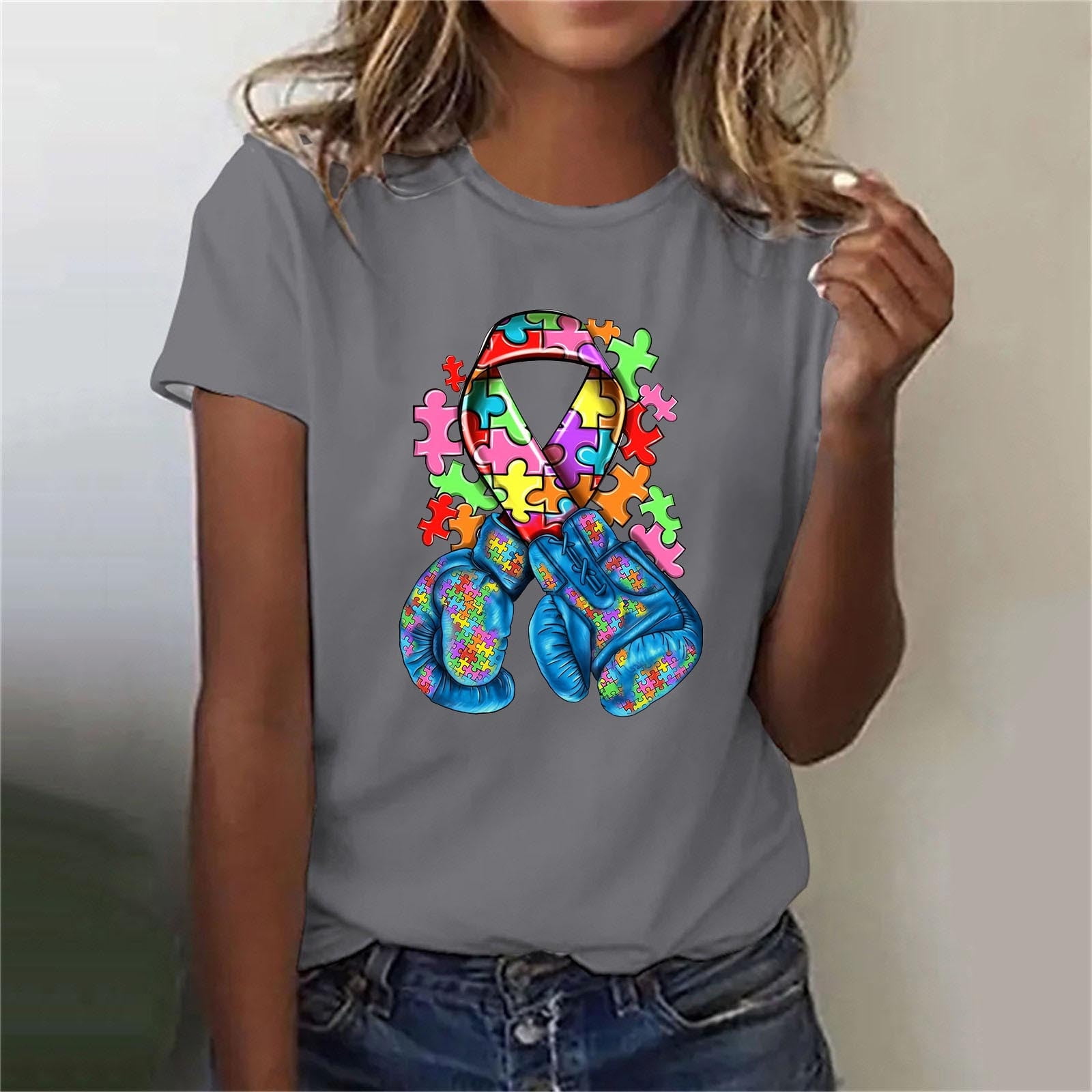 Cavosen Autism Shirts for Women Autistic Support Graphic Print Shirts ...