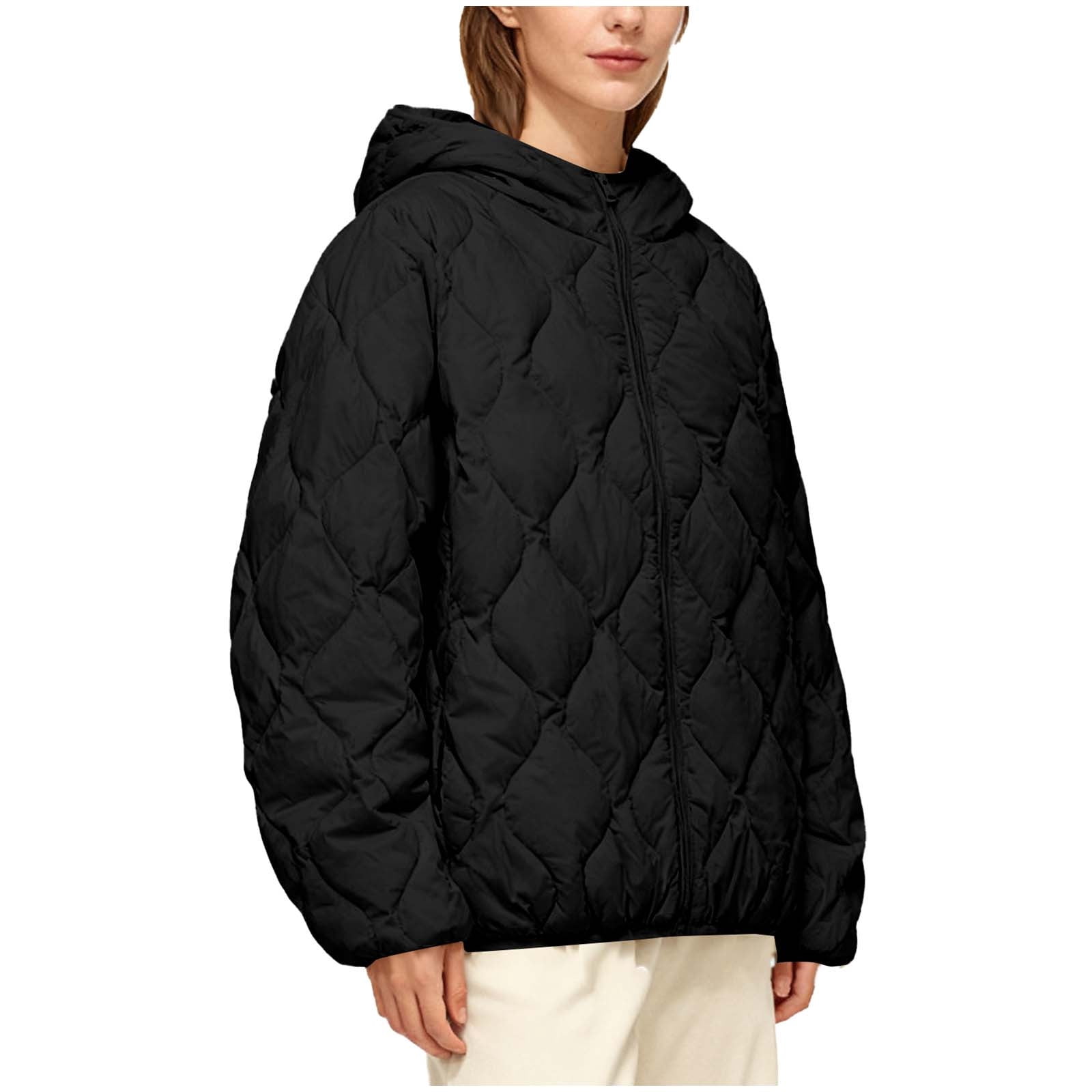 Cavosen Black Puffer Coat Lightweight Winter Warm Short Puffer Coat ...