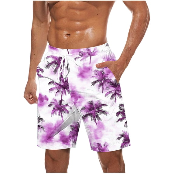Cavosen Boho Shorts for Men Going Out Palm Print Lightweight Swim ...