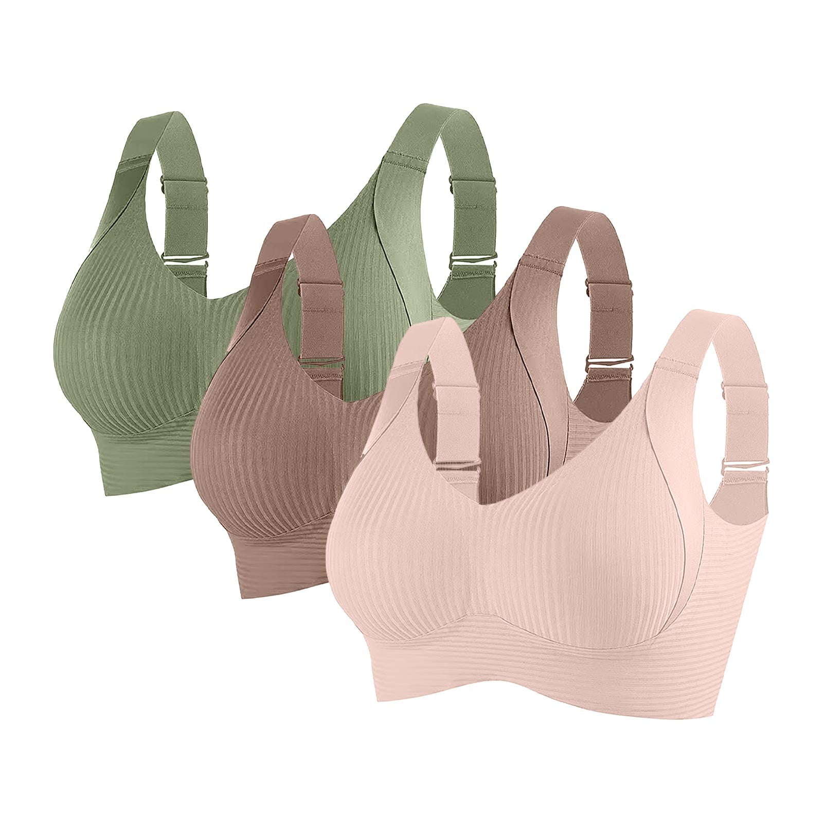 Cavosen Bras for Women Push up Plus Size Wireless Supportive Bras Solid ...