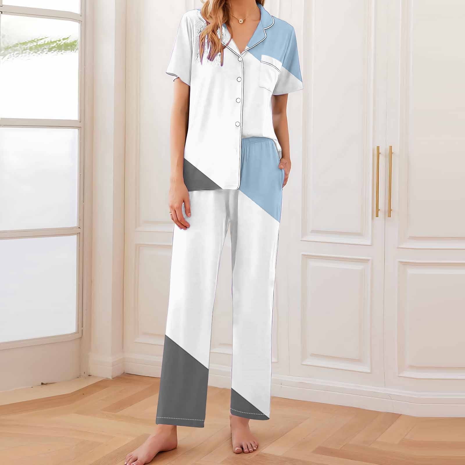 Cavosen Button up Pajamas for Women Set 2 Piece Soft Sleepwear Short ...