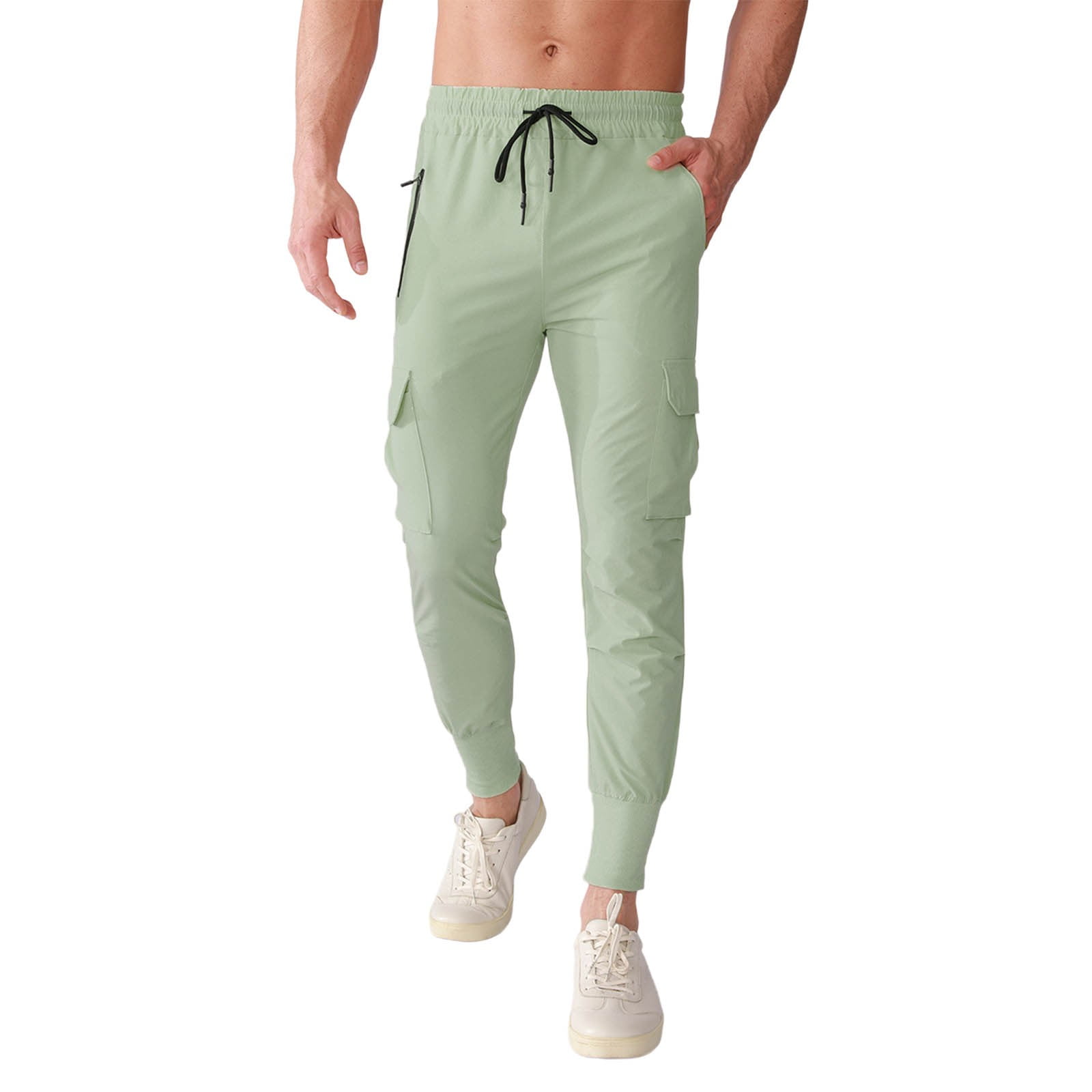 Cavosen Cargo Pants Man Stretch Low waist Trousers with Pockets Solid ...