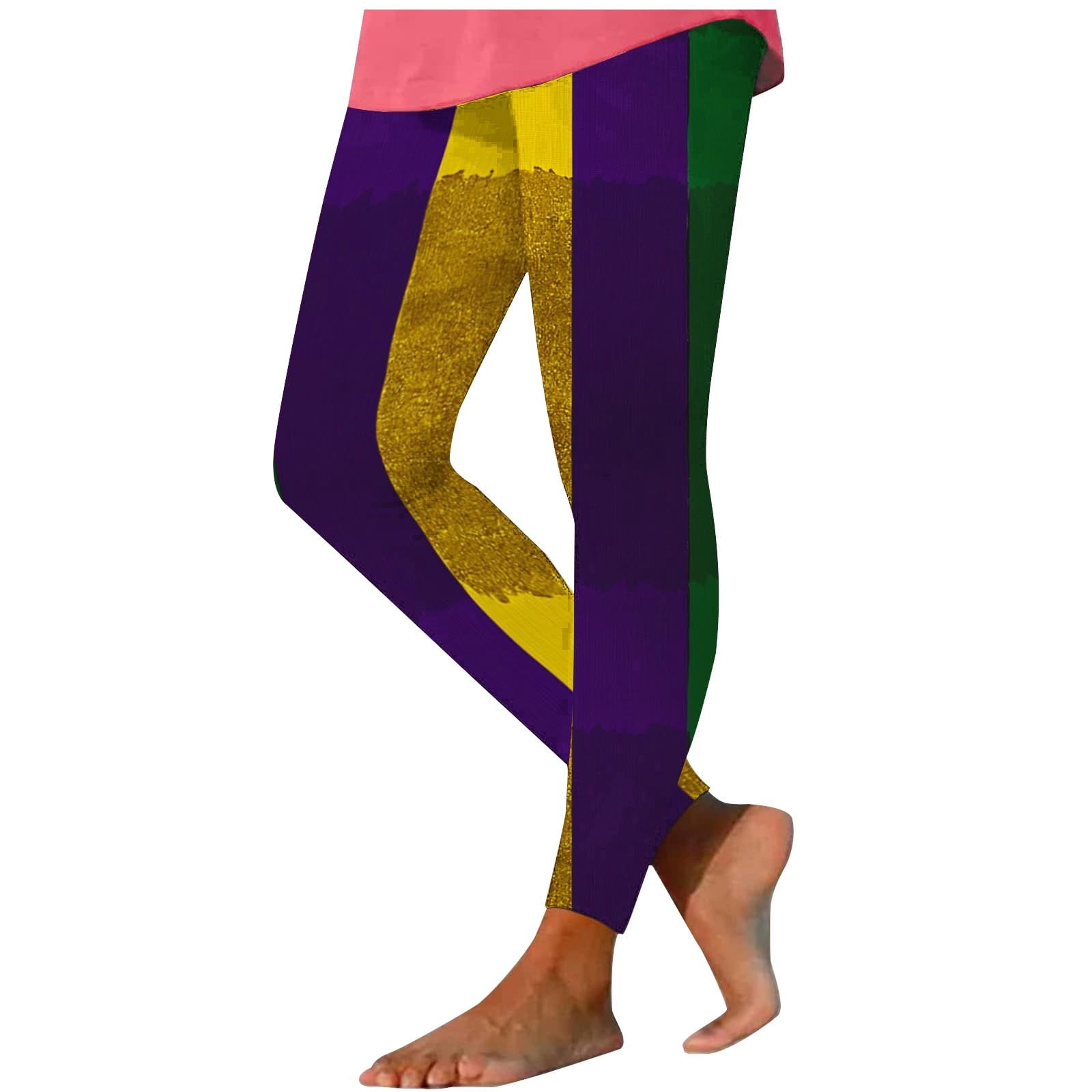 Cavosen Carnival Plus Size Yoga Pants Stretch Leggings Stripe Elastic ...