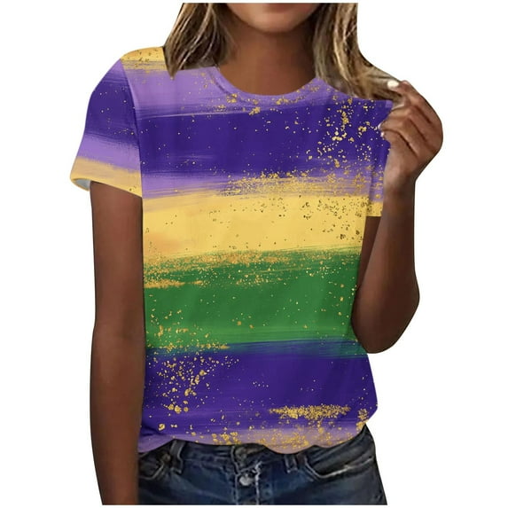 Cavosen Carnival T Shirts for Women Short Sleeve Crew Neck Shirt ...