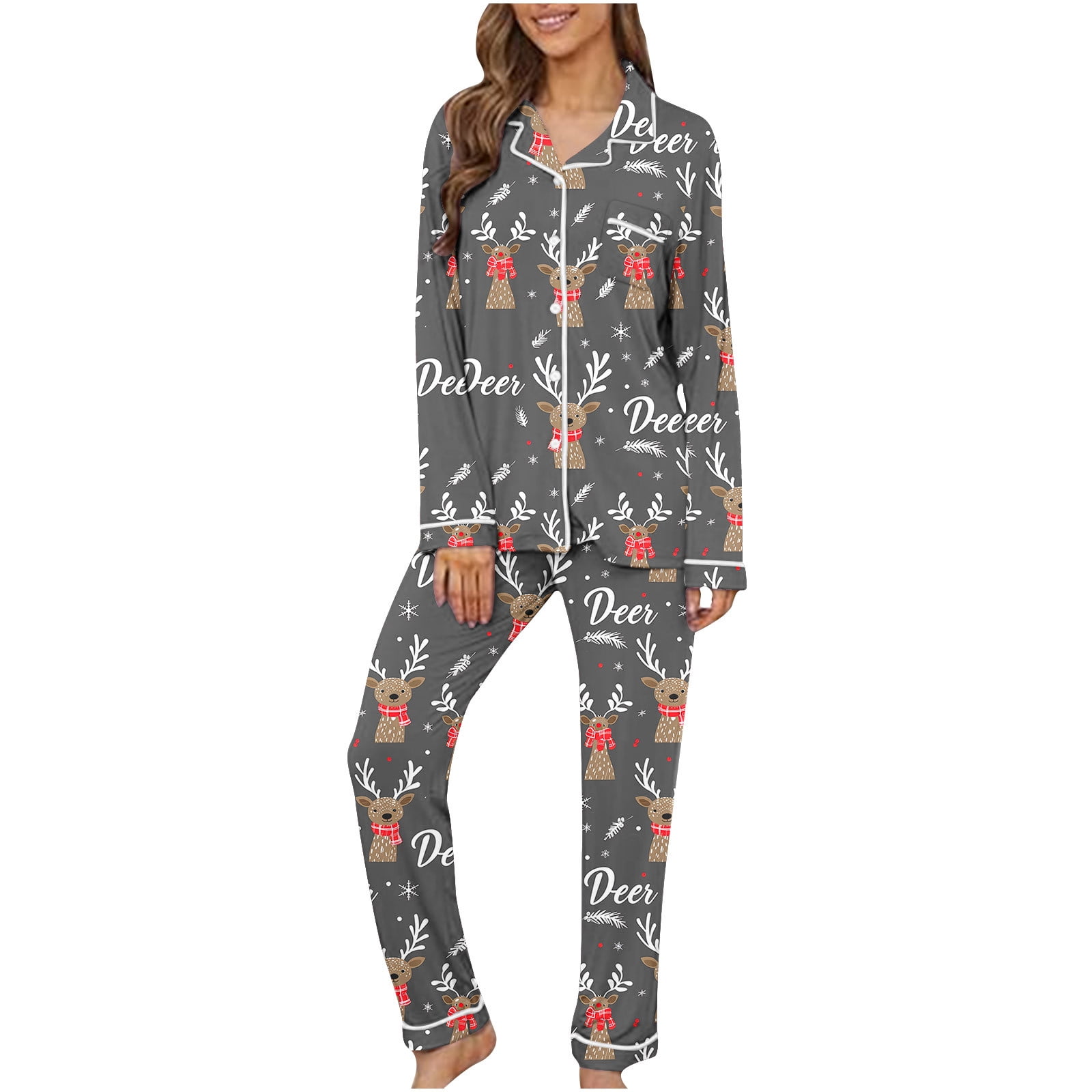 Cavosen Christmas Pajamas for Women Set Pants Long Sleeve 2 Piece Xmas ...