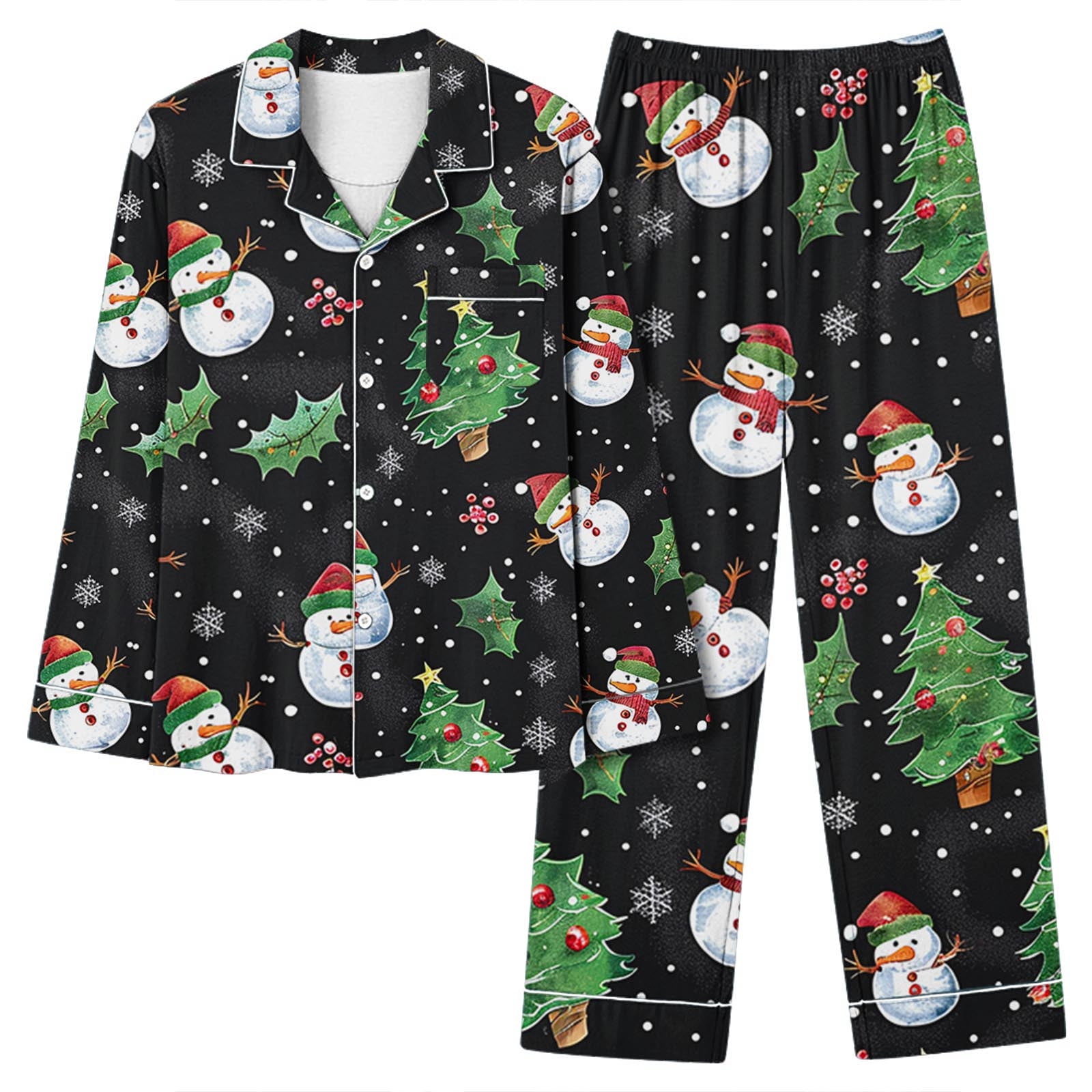 Cavosen Christmas Pajamas for Women Set with Pockets 2 Piece Xmas Cute ...