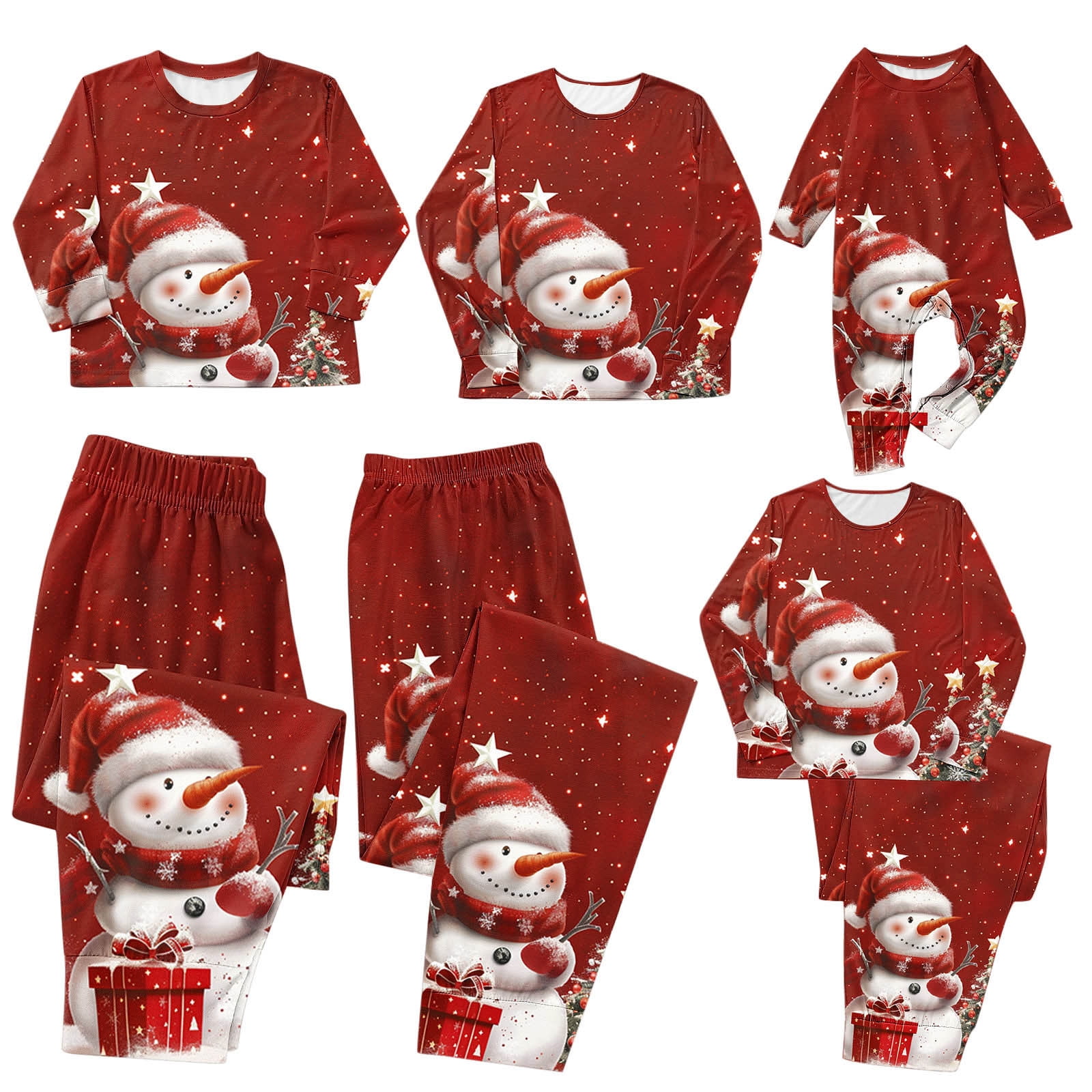Cavosen Christmas Pjs for Family Set Long Sleeve Xmas Snowman Print ...