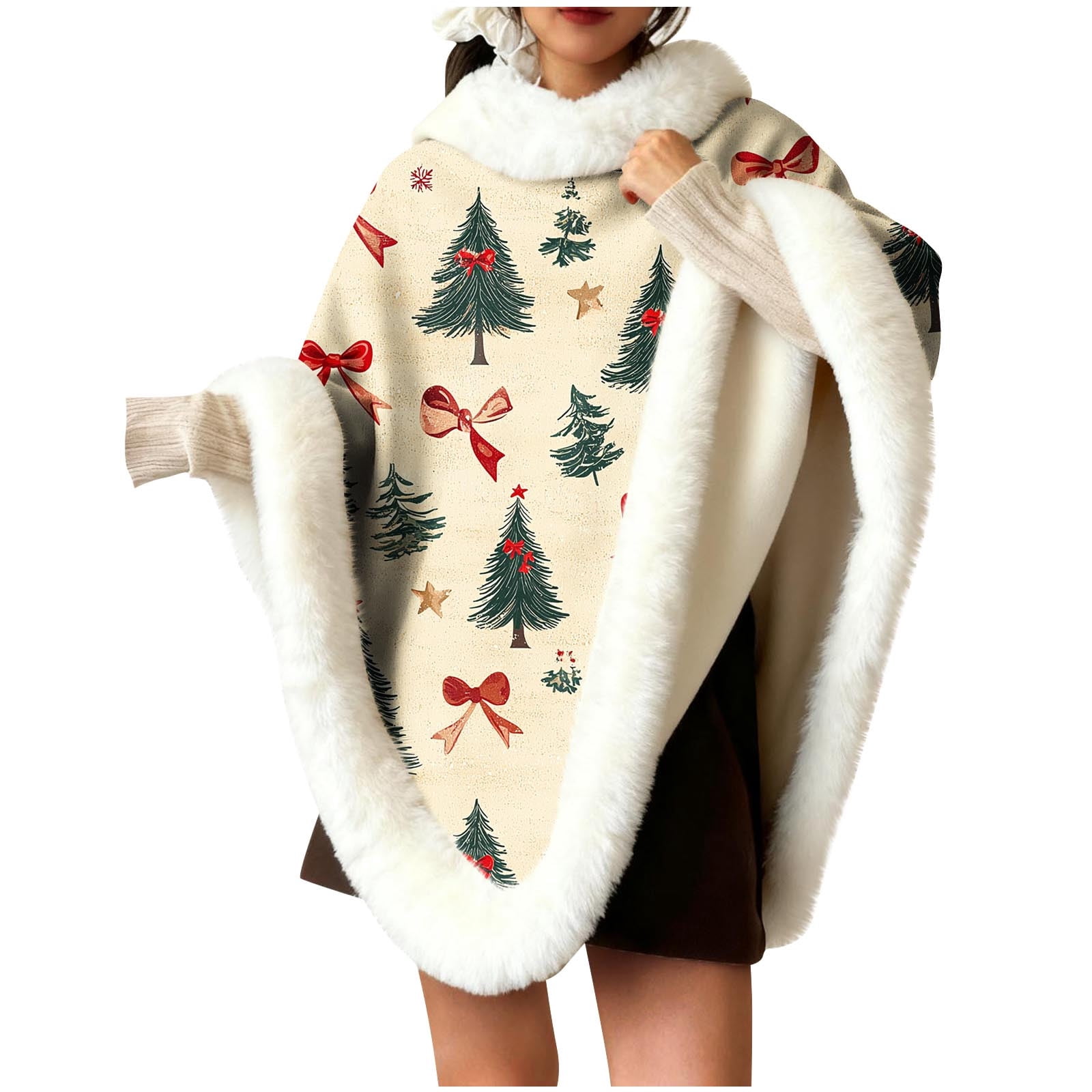 Cavosen Christmas Shawl Wraps for Women Fleece Elegant Shawls Christmas ...