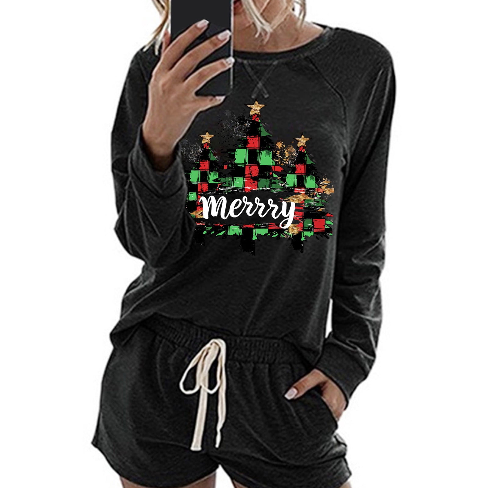 Dreluolixuan Christmas Sweatsuit Set for Women Long Sleeve Pullover ...