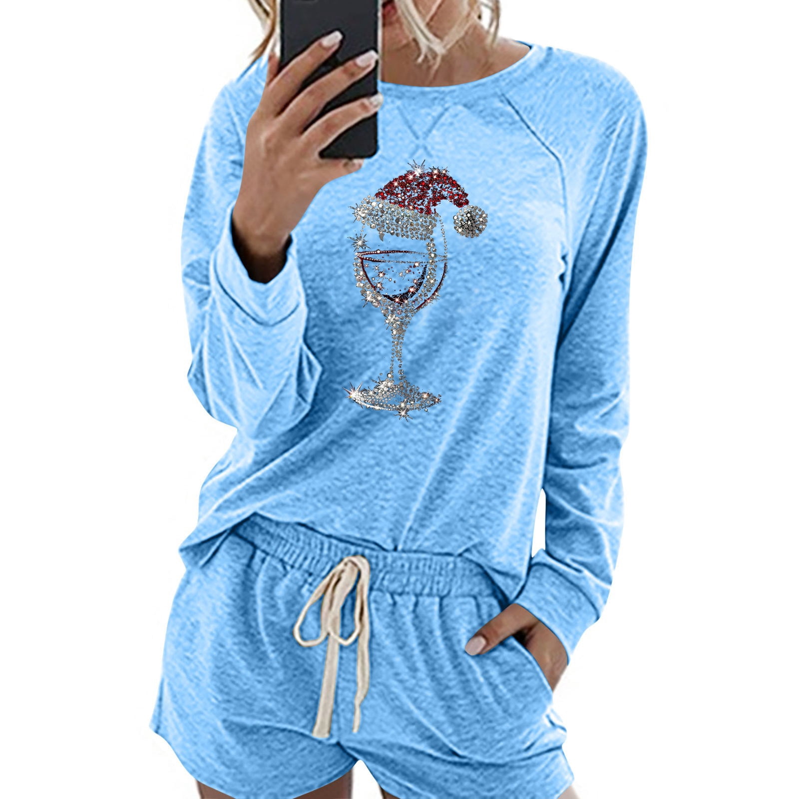 Dreluolixuan Christmas Two Piece Sweatsuit Sets for Women Long Sleeve ...