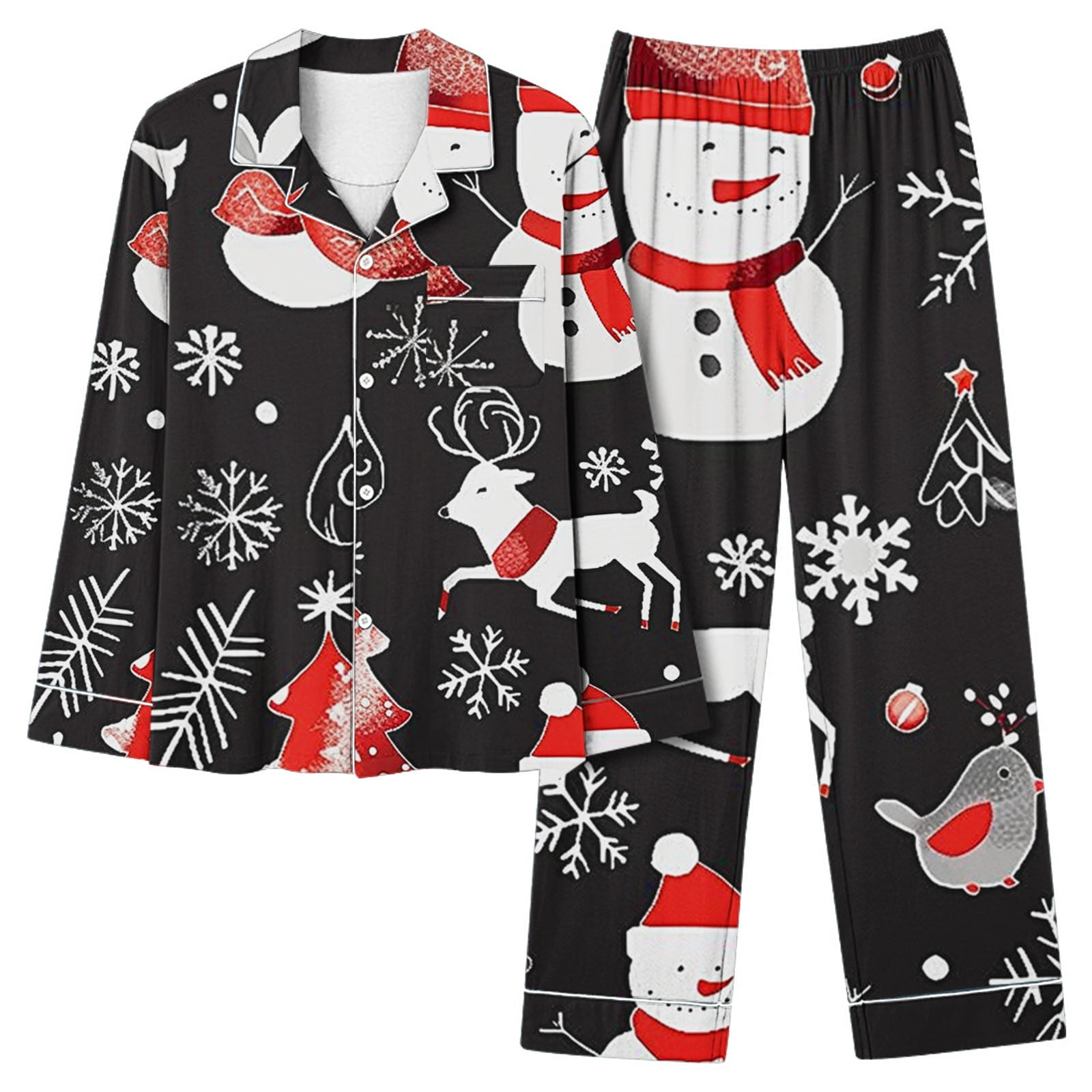 Cavosen Christmas Womens Sleepwear 2 Piece Lounge Set Xmas Cute Snowman ...