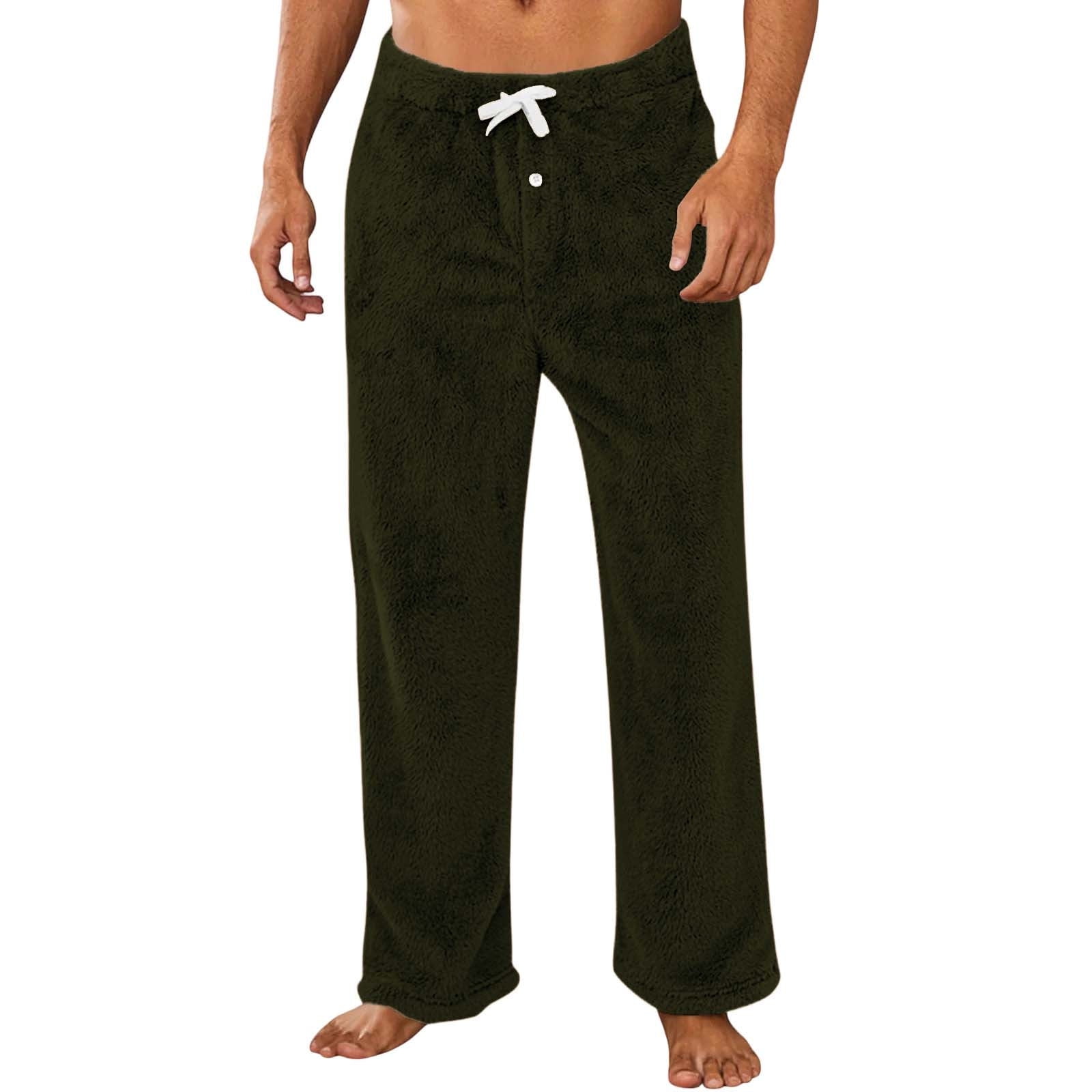 Cavosen Drawstring Pants for Men Plu Size Fleece Full Length Elastic ...