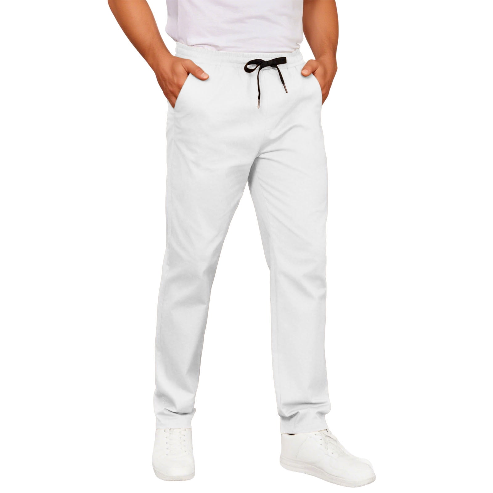 Cavosen Drawstring Pants for Men Plu Size Full Length Elastic Waist ...
